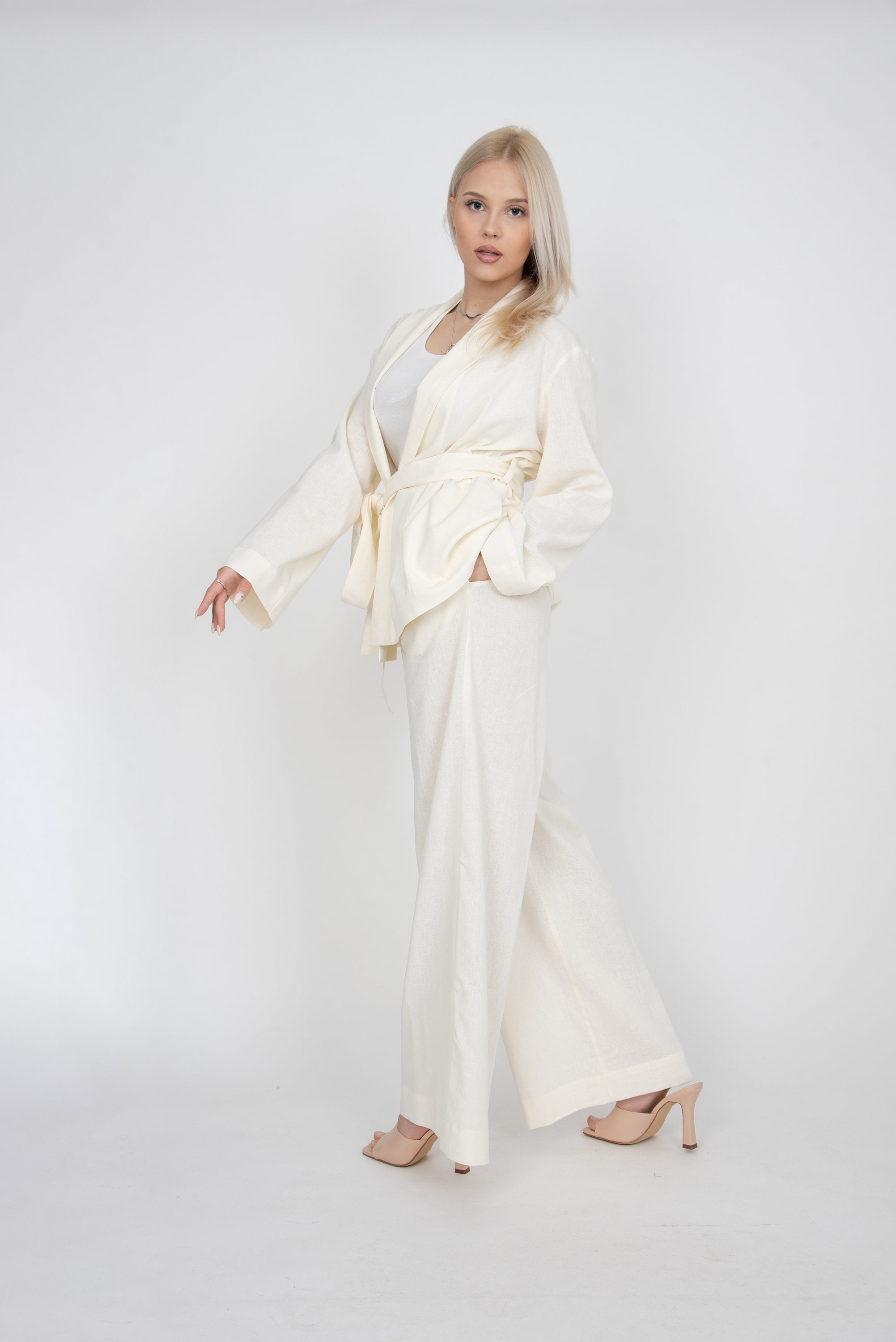 Linen Summer Set/Linen Casual Suit Women/Linen Two Piece - Etsy España