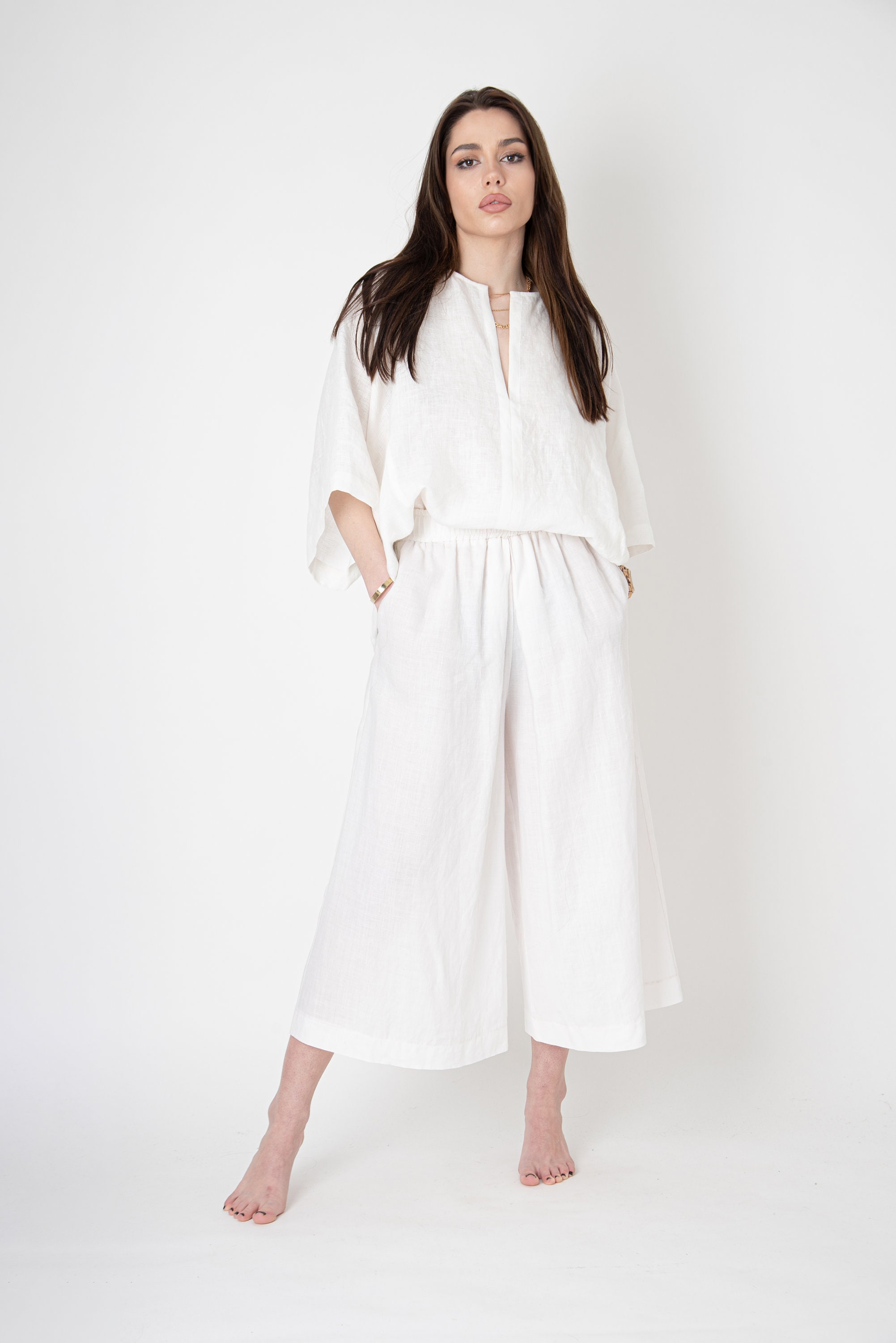 Linen Summer Set/Linen Two Piece Set/White Linen Set/Linen | Etsy