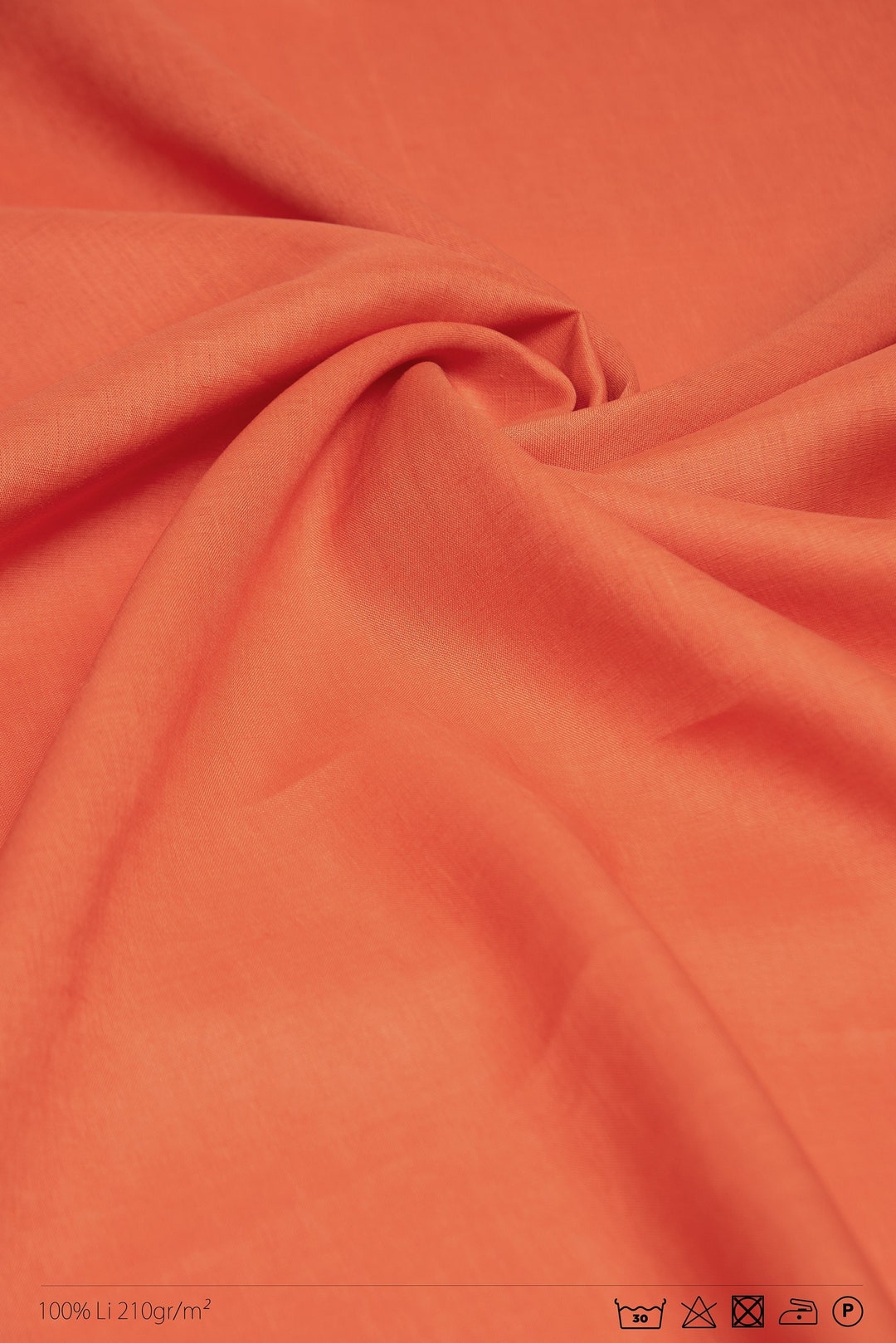 Coral Linen Fabric by Meter, Organic Linen Fabric, Vegan Natural Linen ...