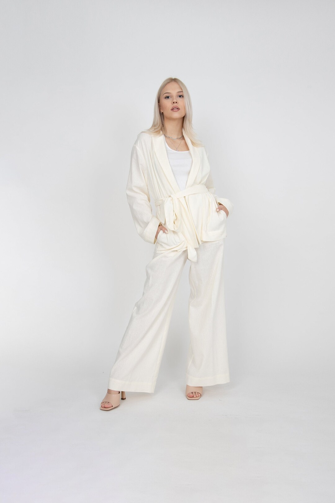 Linen Summer Set/linen Casual Suit Women/linen Two Piece Set/women's ...