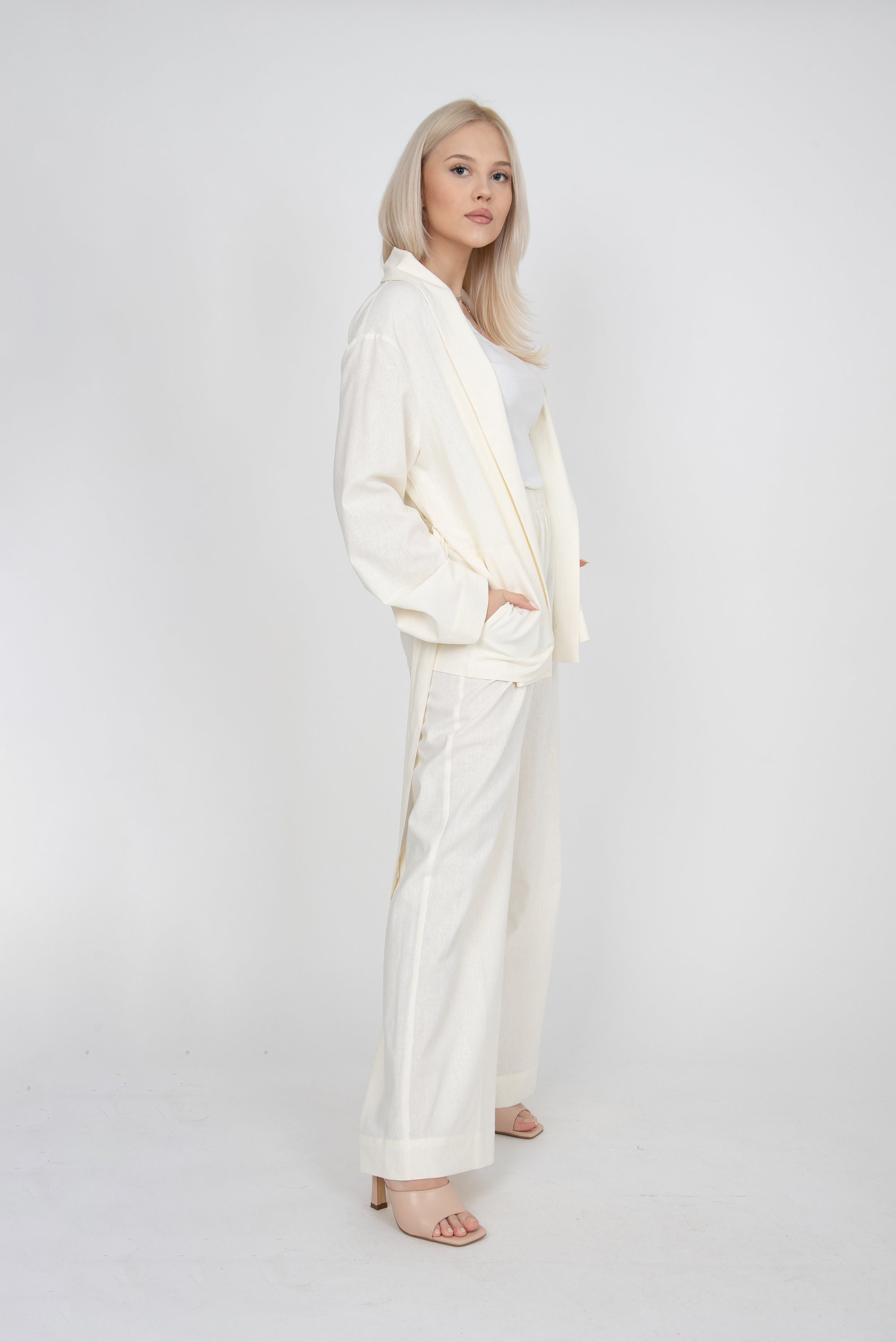 Linen Summer Set/Linen Casual Suit Women/Linen Two Piece - Etsy España