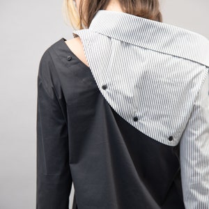 Two Tone Convertible Shirt,open Shoulder Shirt,detachable Shirt ...