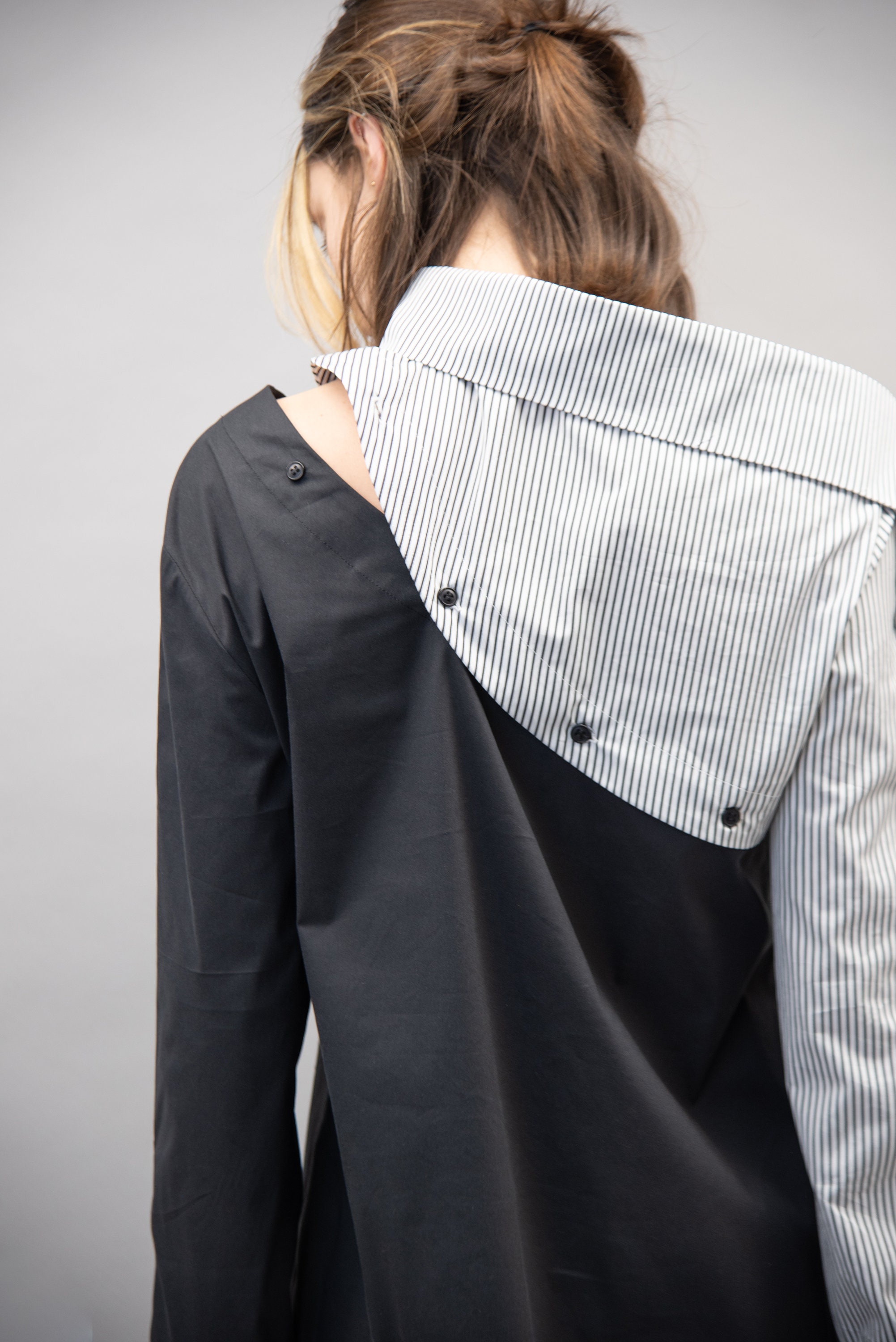 Two Tone Convertible Shirt,open Shoulder Shirt,detachable Shirt ...