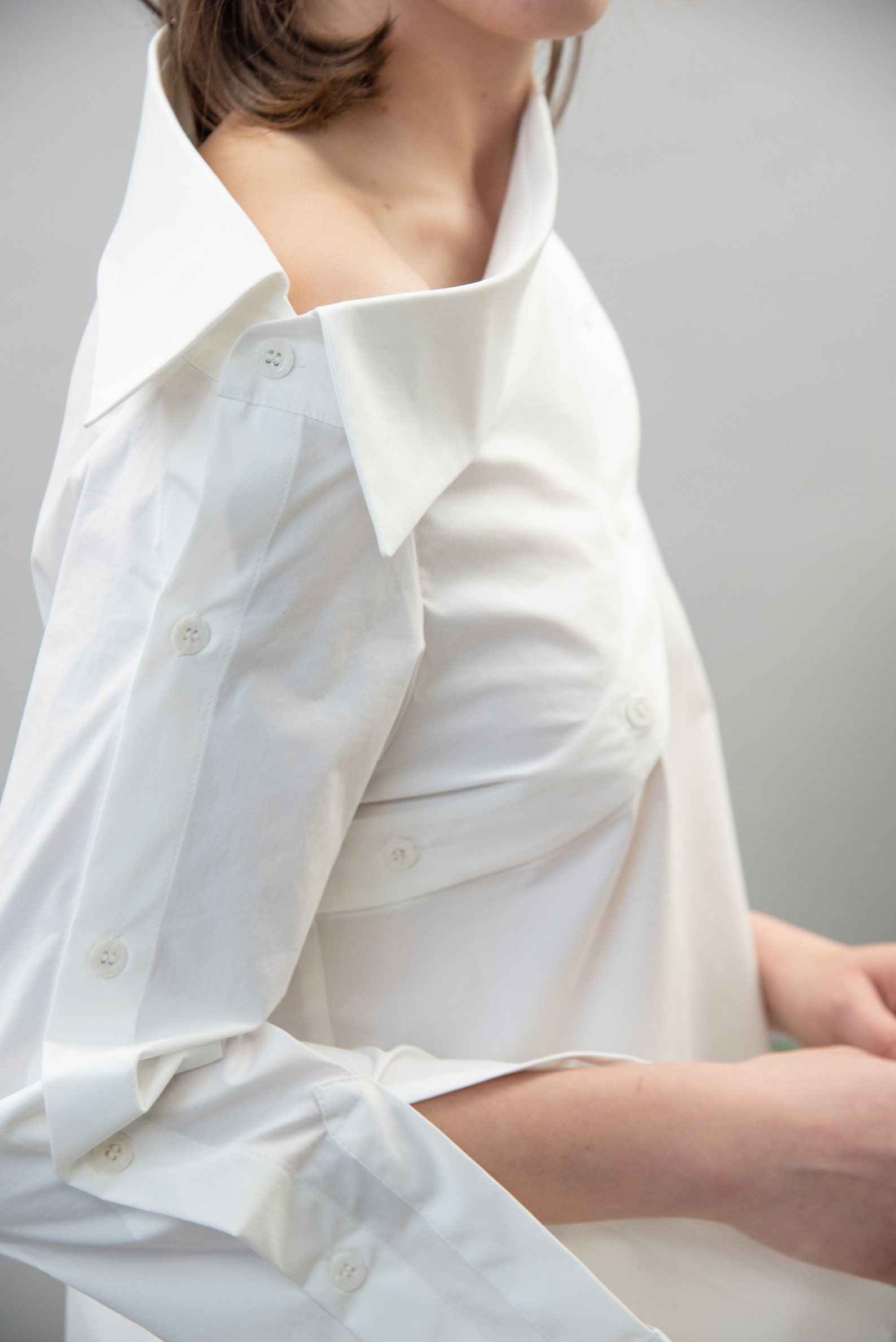 White Convertible Shirt,open Shoulder Shirt,detachable Shirt ...