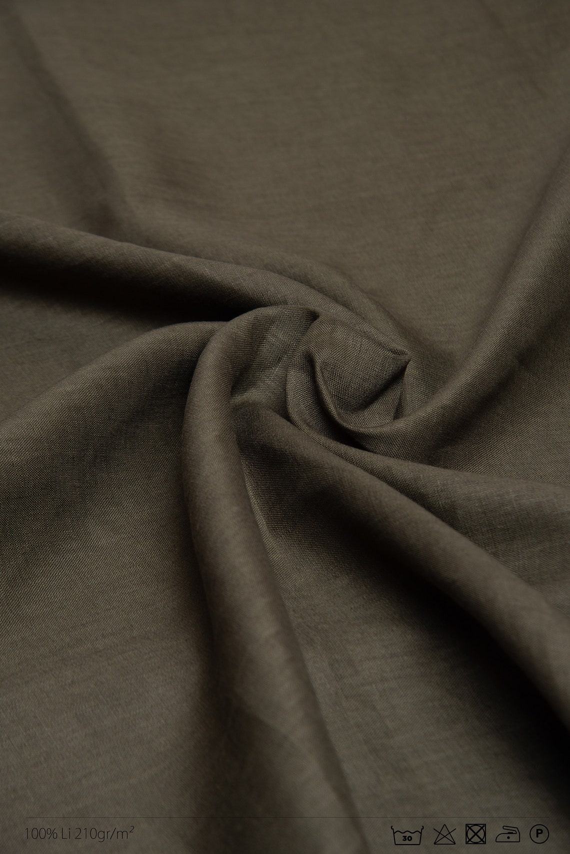 Military Green Linen Fabric by Meter, Organic Linen Fabric, Vegan ...