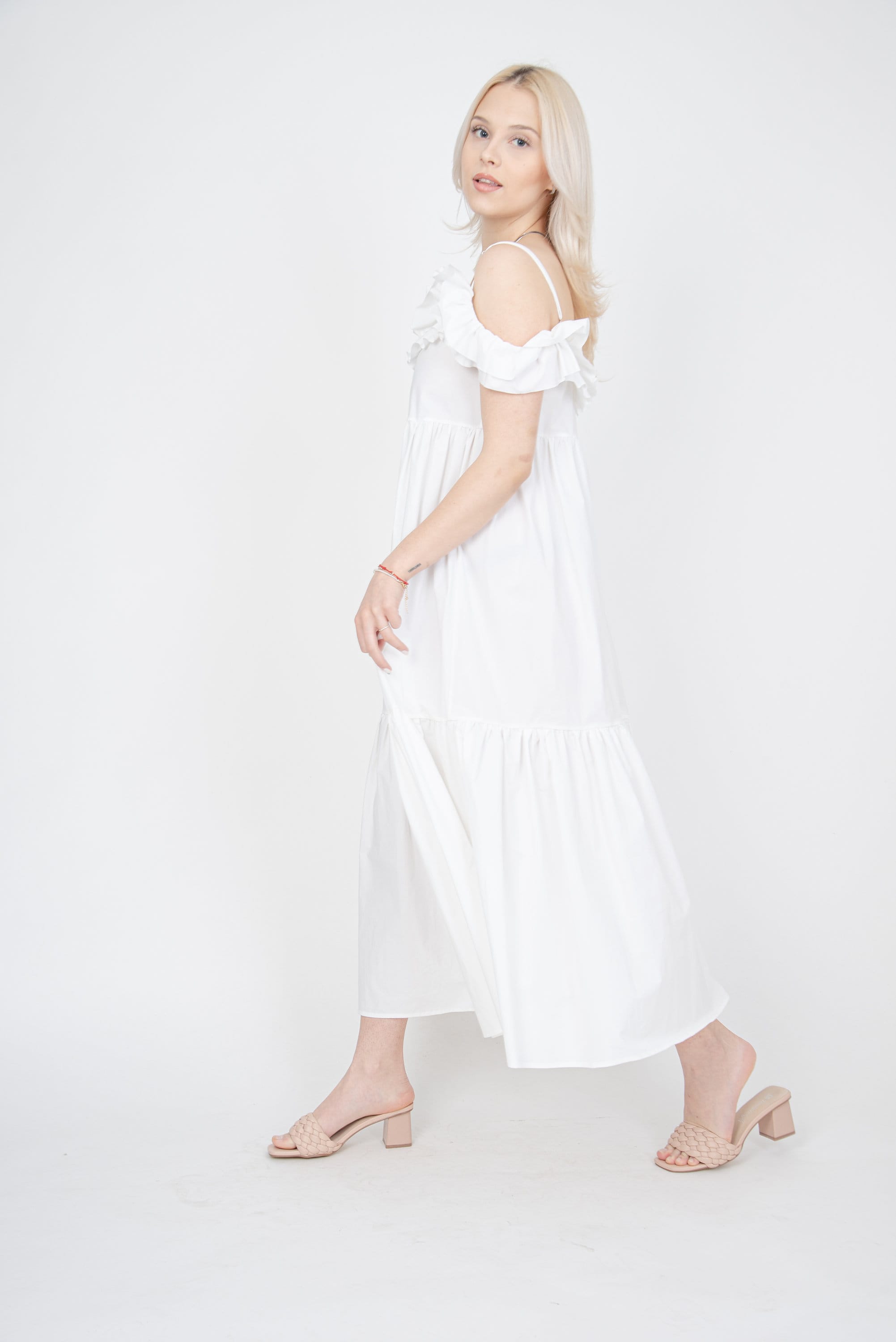 Maxi Ruffle Dress/flowing Dress/white Midi Dress/eco | Etsy