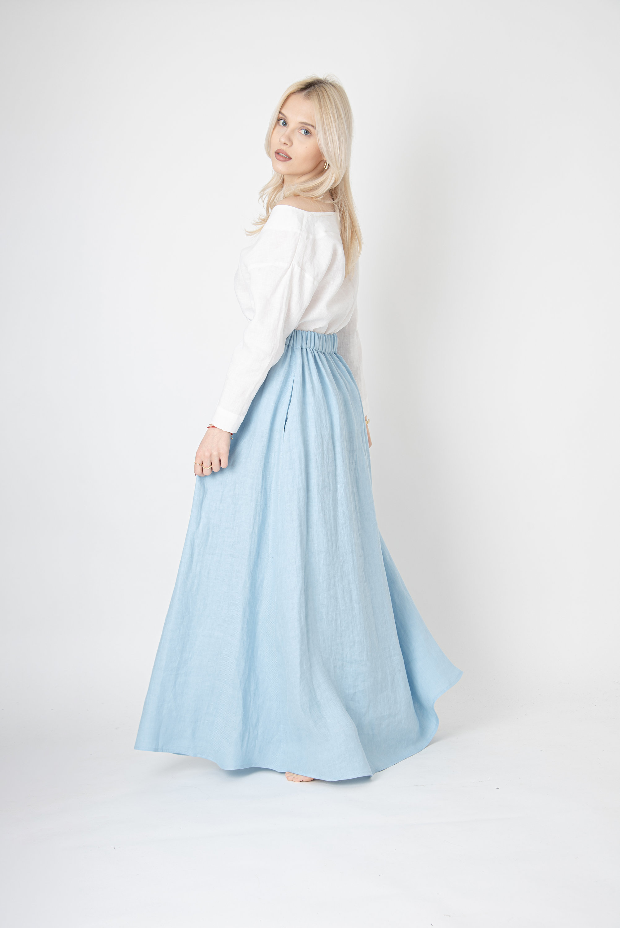 Linen Maxi Skirt/linen Skirt/light Blue Skirt/summer Maxi - Etsy Norway