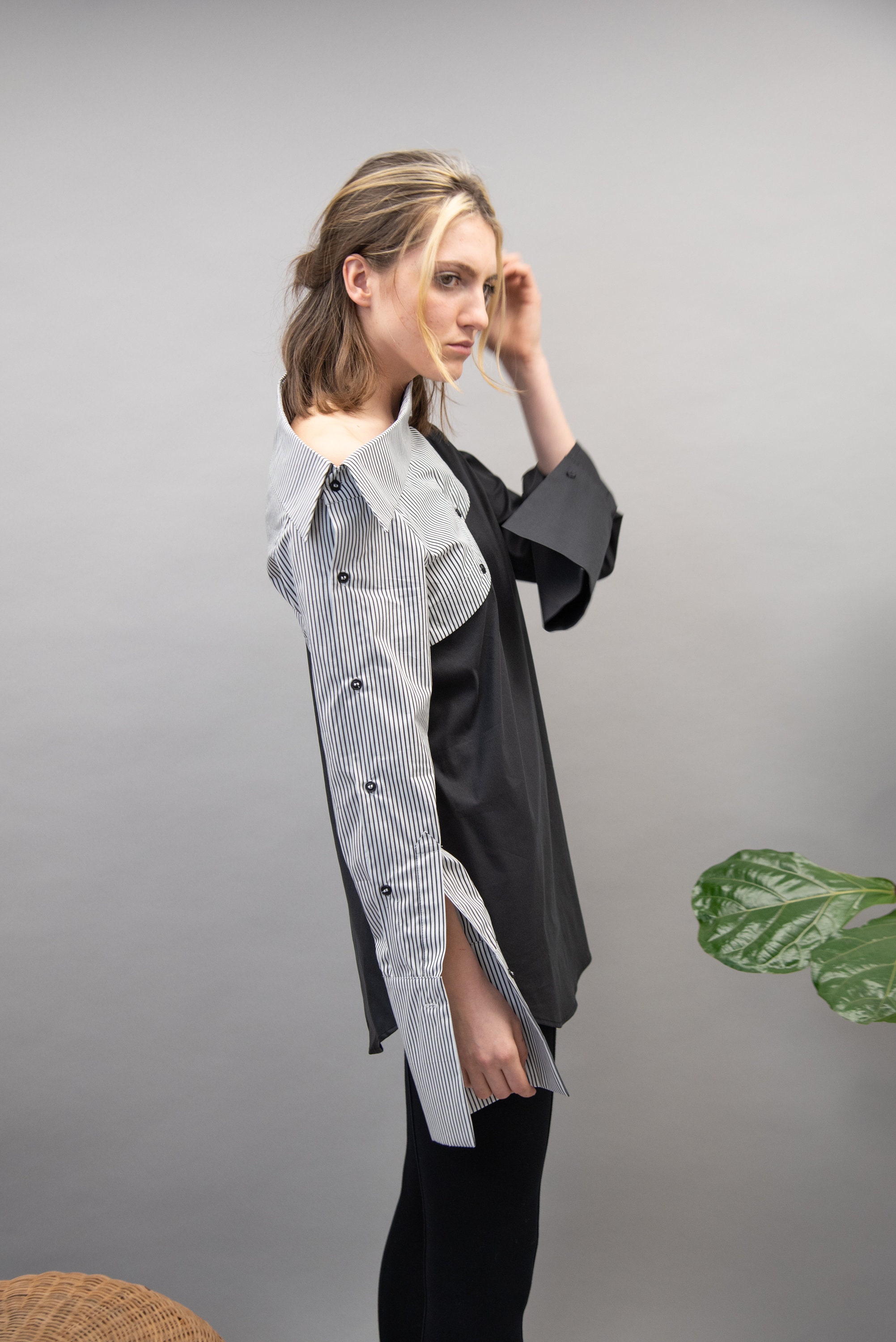 Two Tone Convertible Shirt,open Shoulder Shirt,detachable Shirt ...