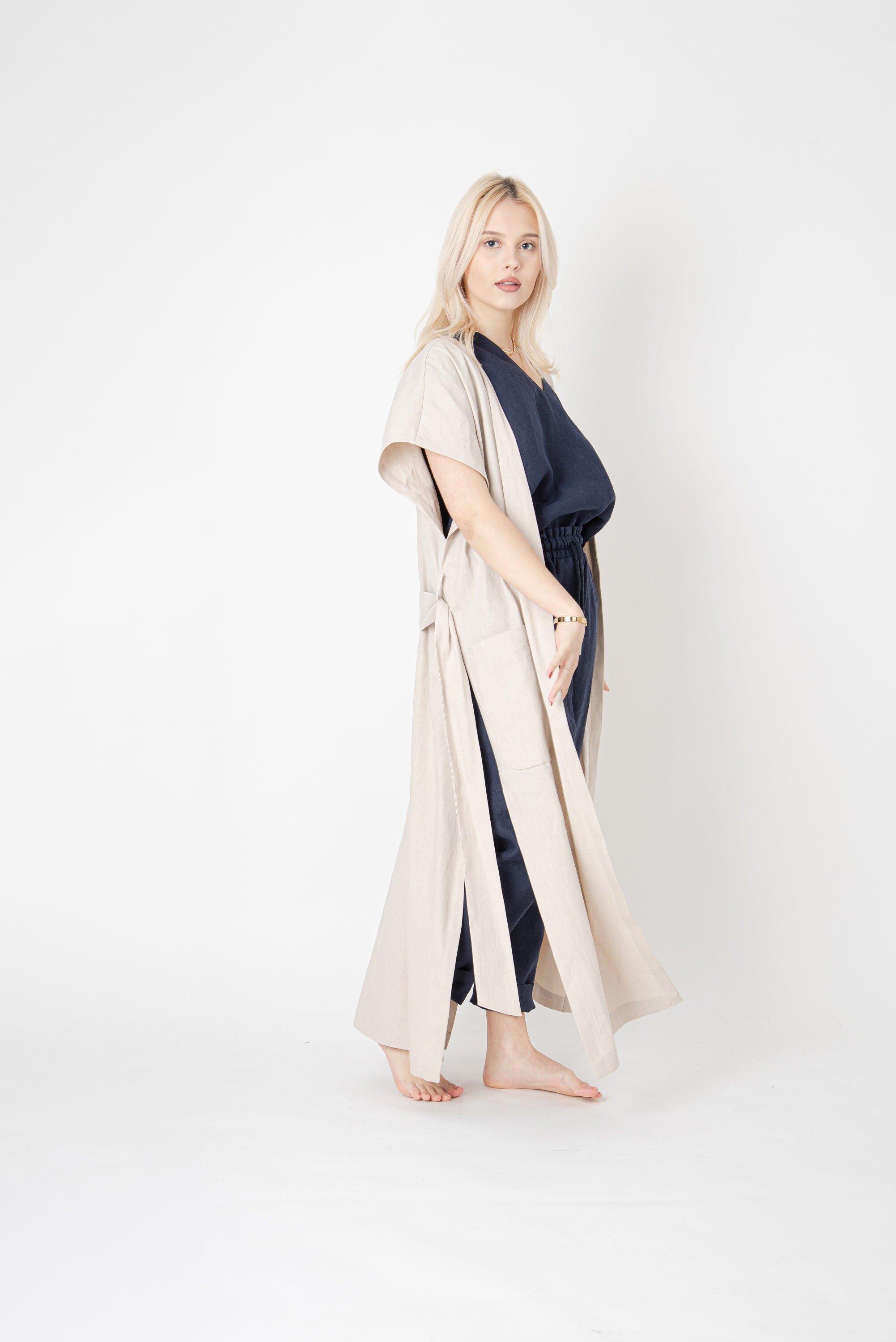 Linen Vest Women/oversized Linen Vest/belted Linen Maxi - Etsy