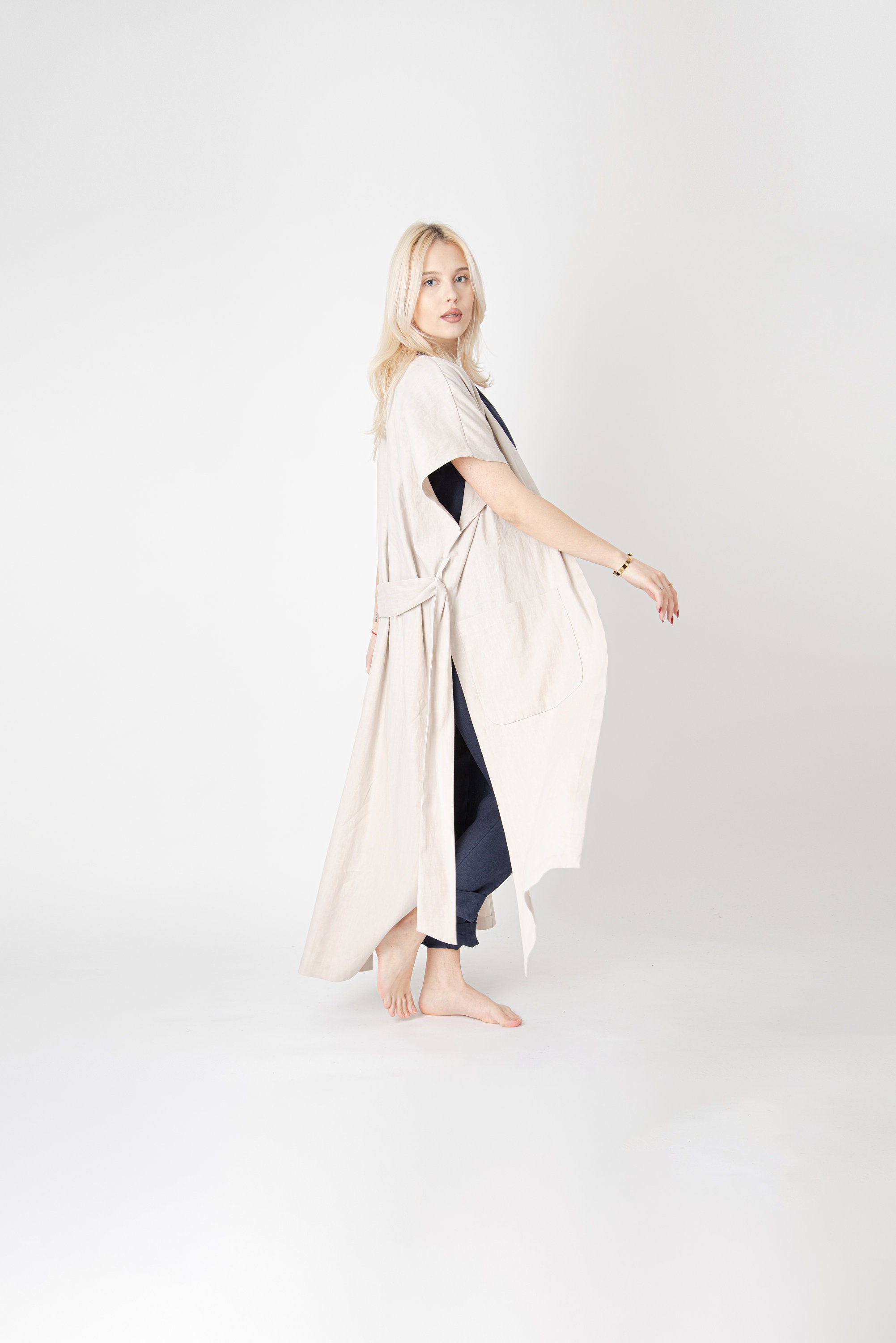 Linen Vest Women/oversized Linen Vest/belted Linen Maxi - Etsy