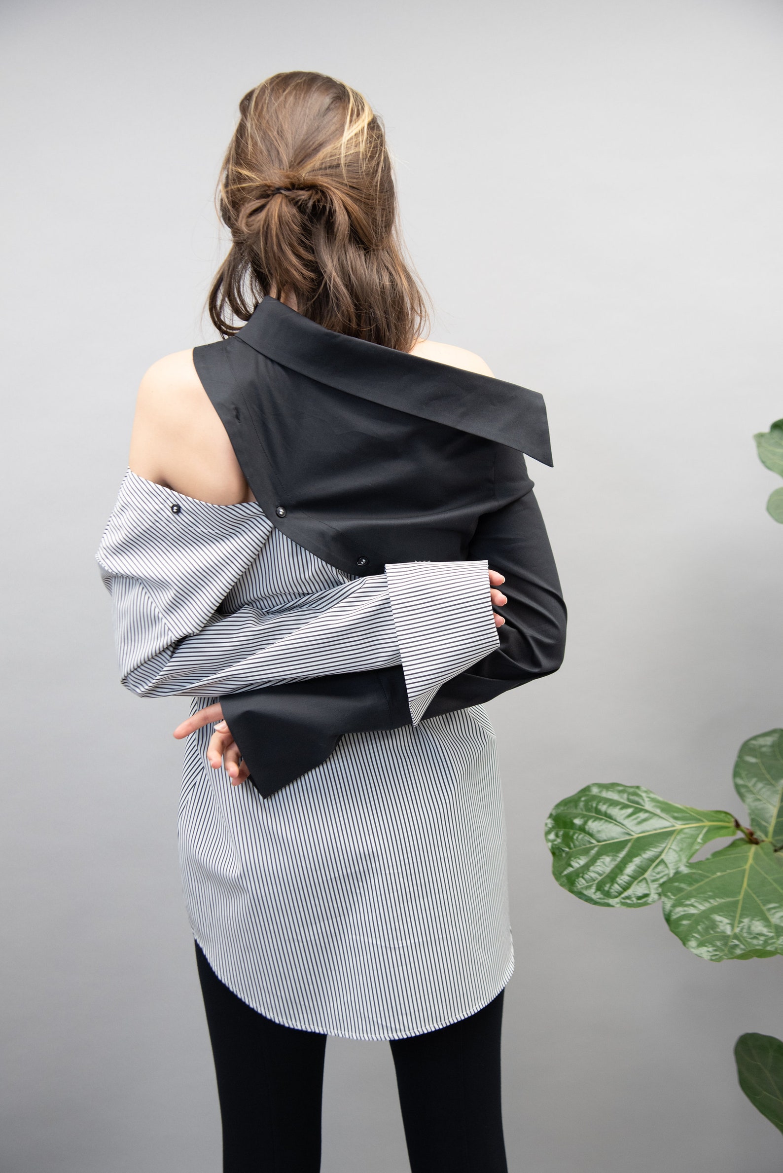 Two Tone Convertible Shirt,open Shoulder Shirt,detachable Shirt ...