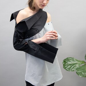 Two Tone Convertible Shirt,open Shoulder Shirt,detachable Shirt ...