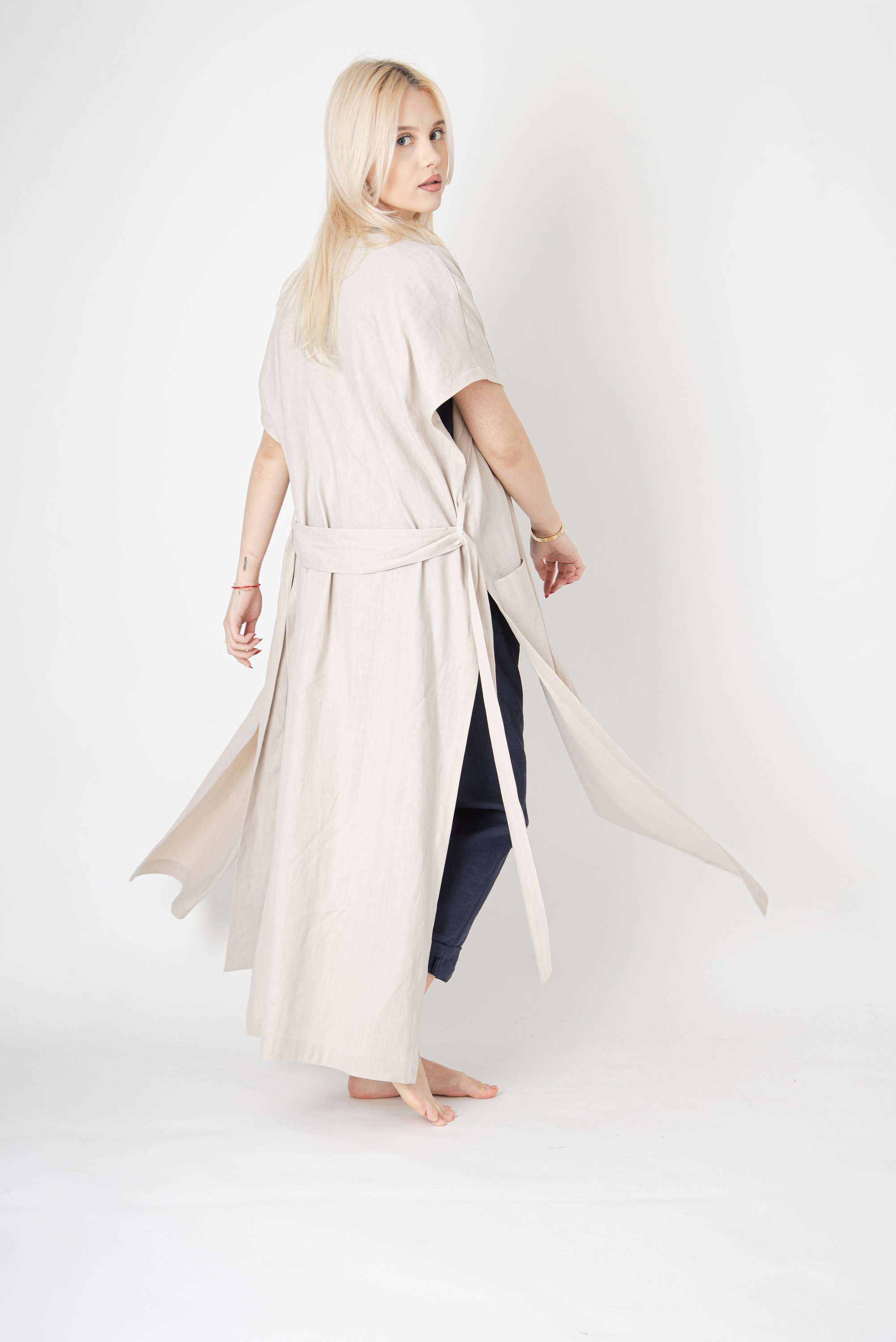 Linen Vest Women/oversized Linen Vest/belted Linen Maxi - Etsy