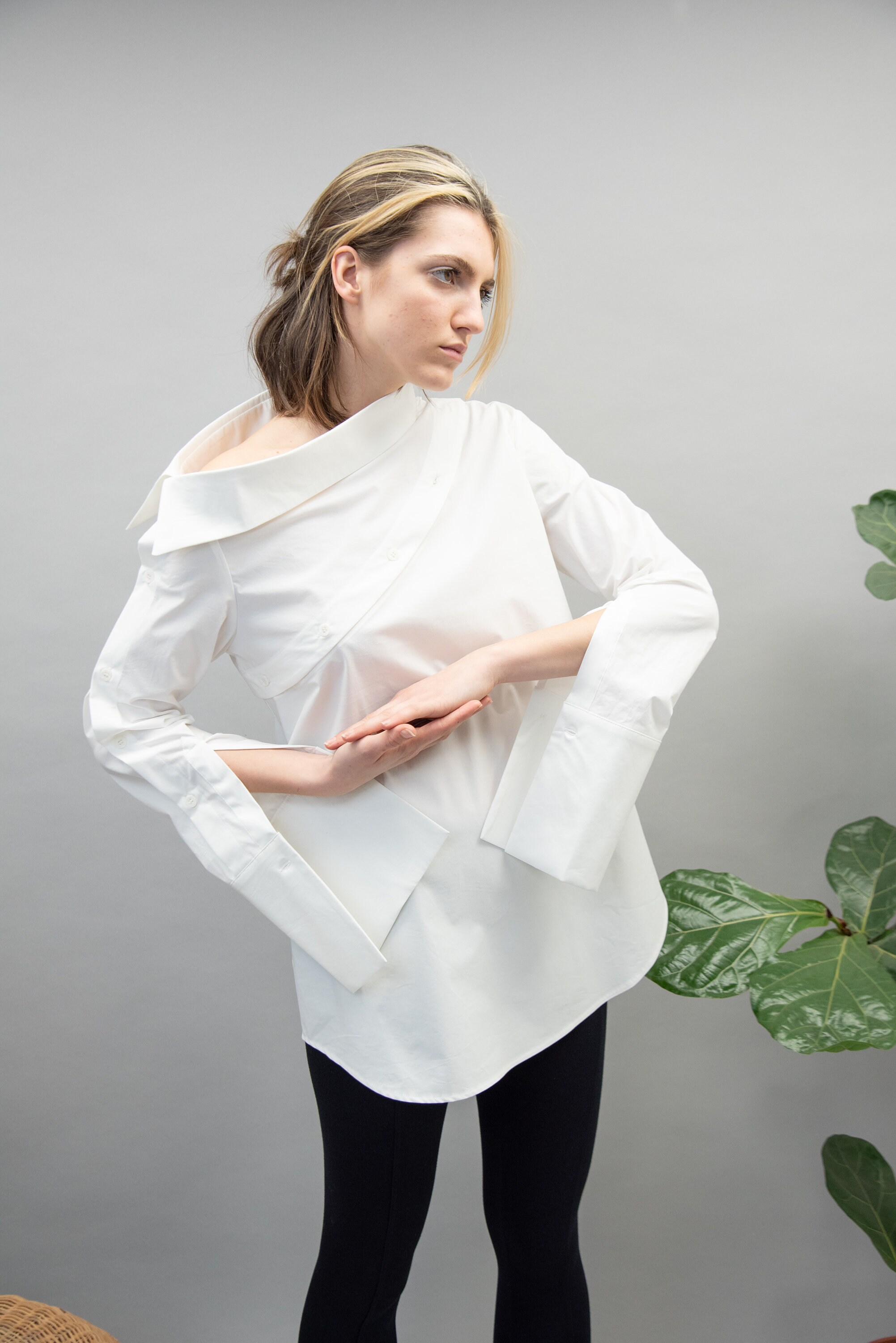 White Convertible Shirt,open Shoulder Shirt,detachable Shirt ...