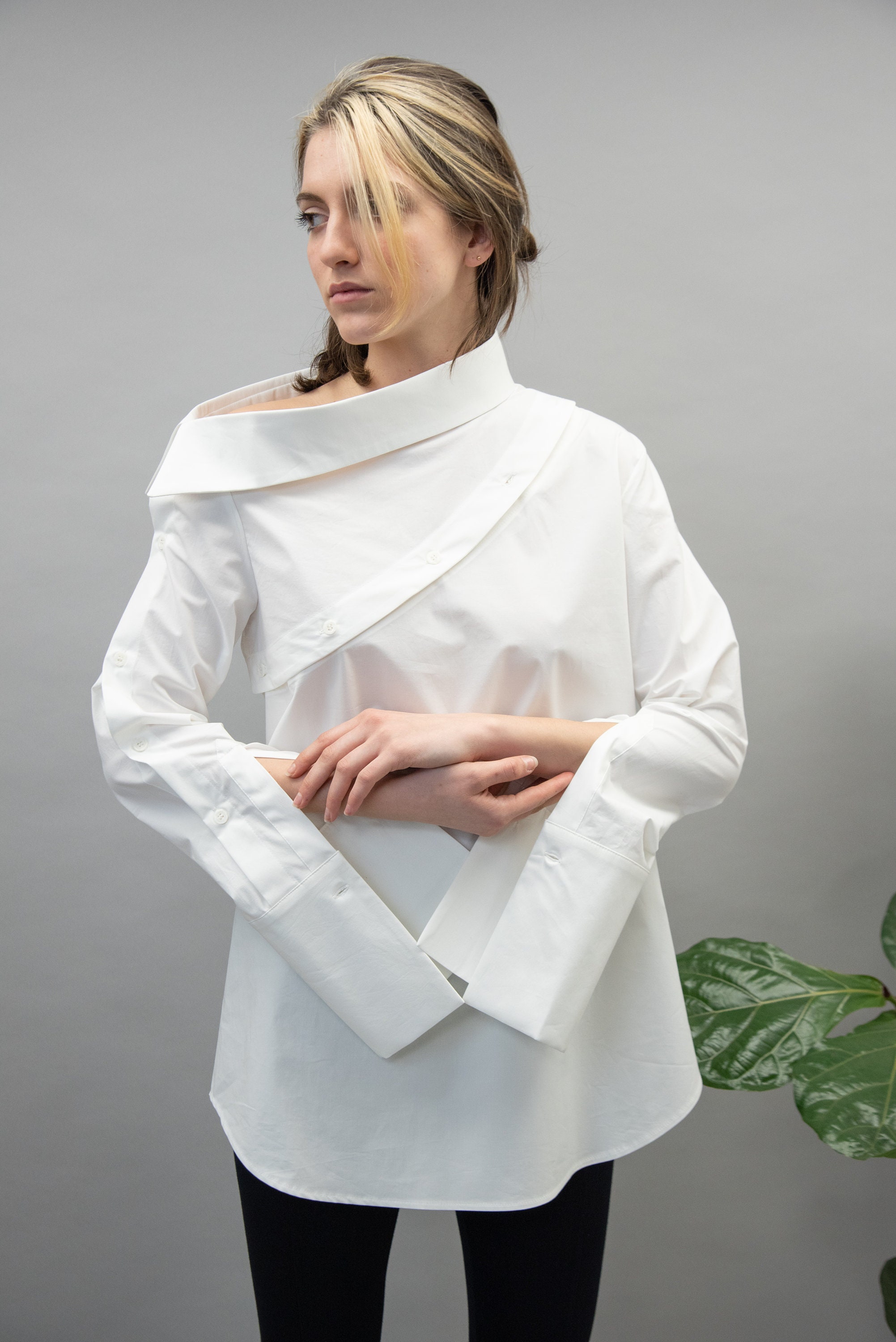White Convertible Shirt,open Shoulder Shirt,detachable Shirt ...