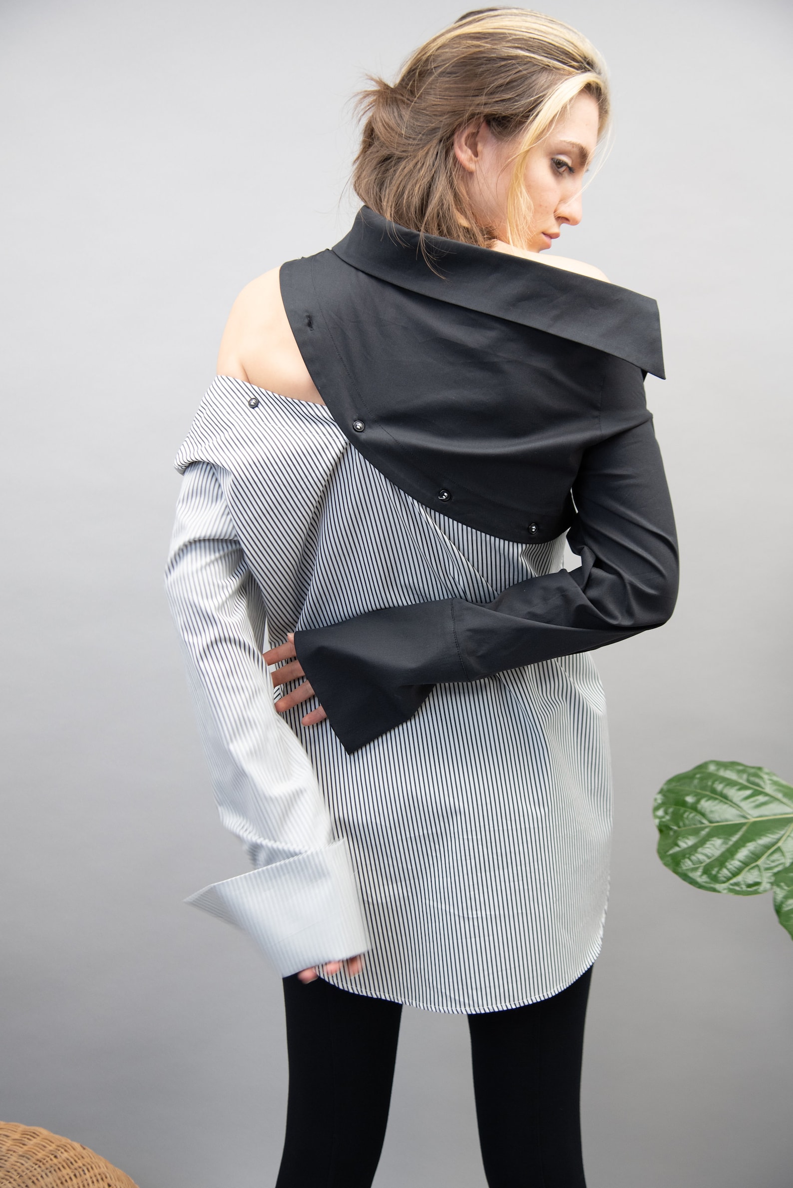 Two Tone Convertible Shirt,open Shoulder Shirt,detachable Shirt ...