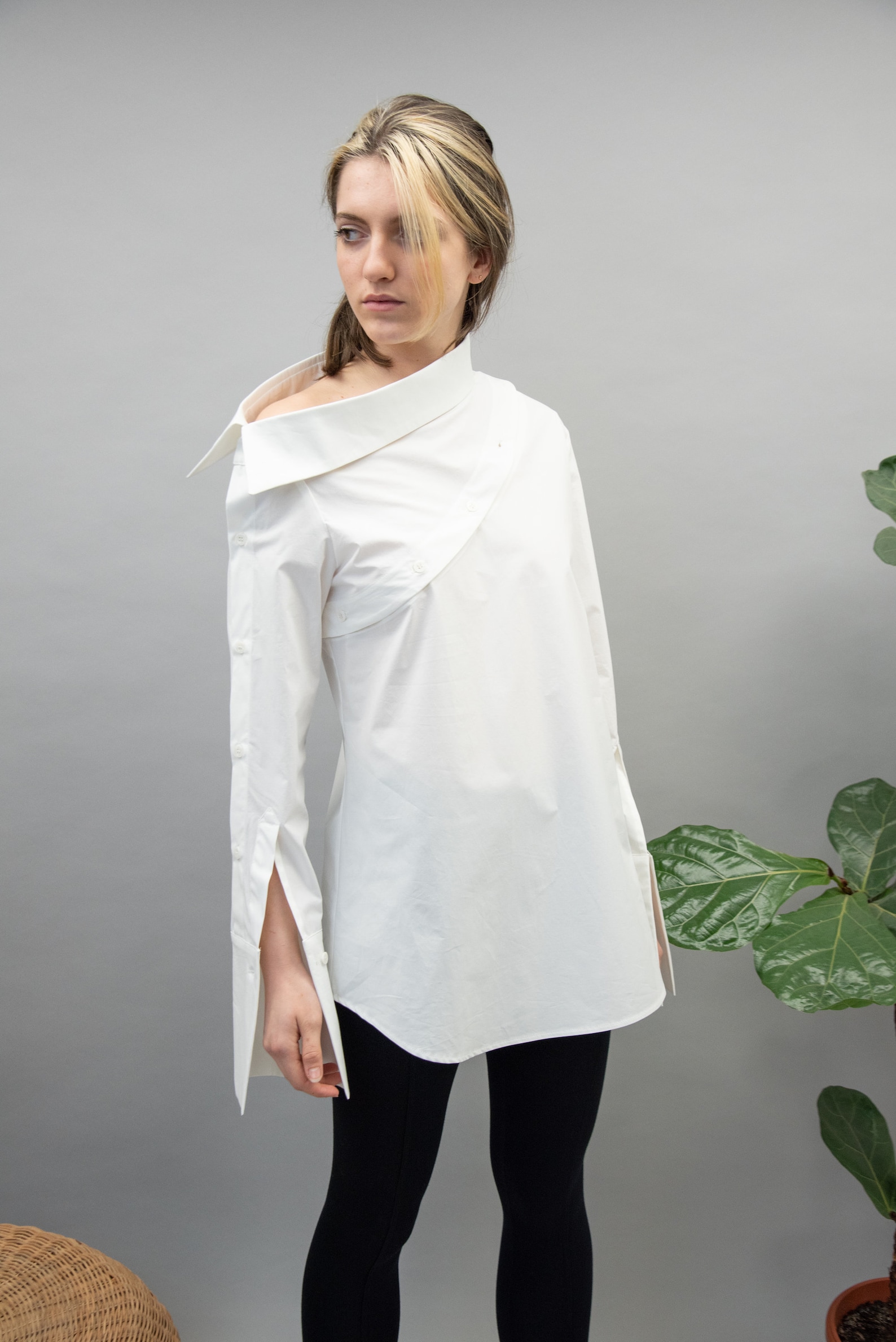 White Convertible Shirt,open Shoulder Shirt,detachable Shirt ...