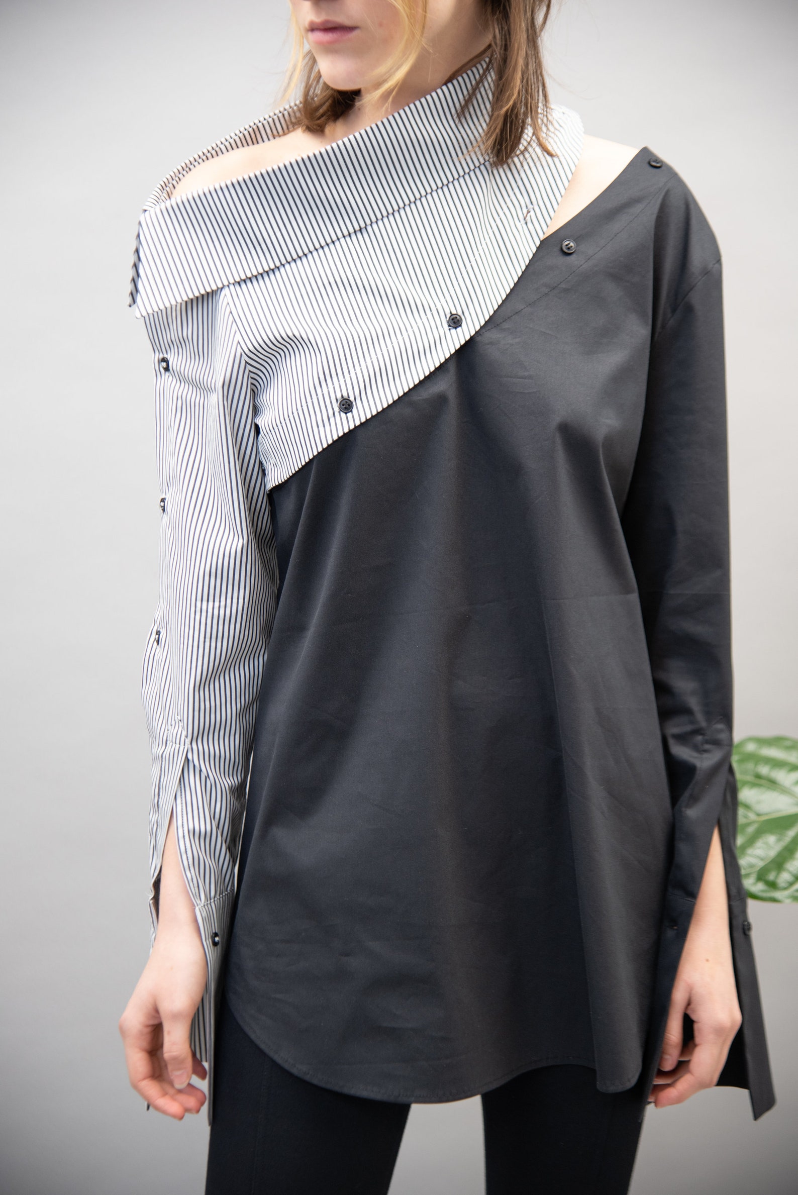 Two Tone Convertible Shirt,open Shoulder Shirt,detachable Shirt ...