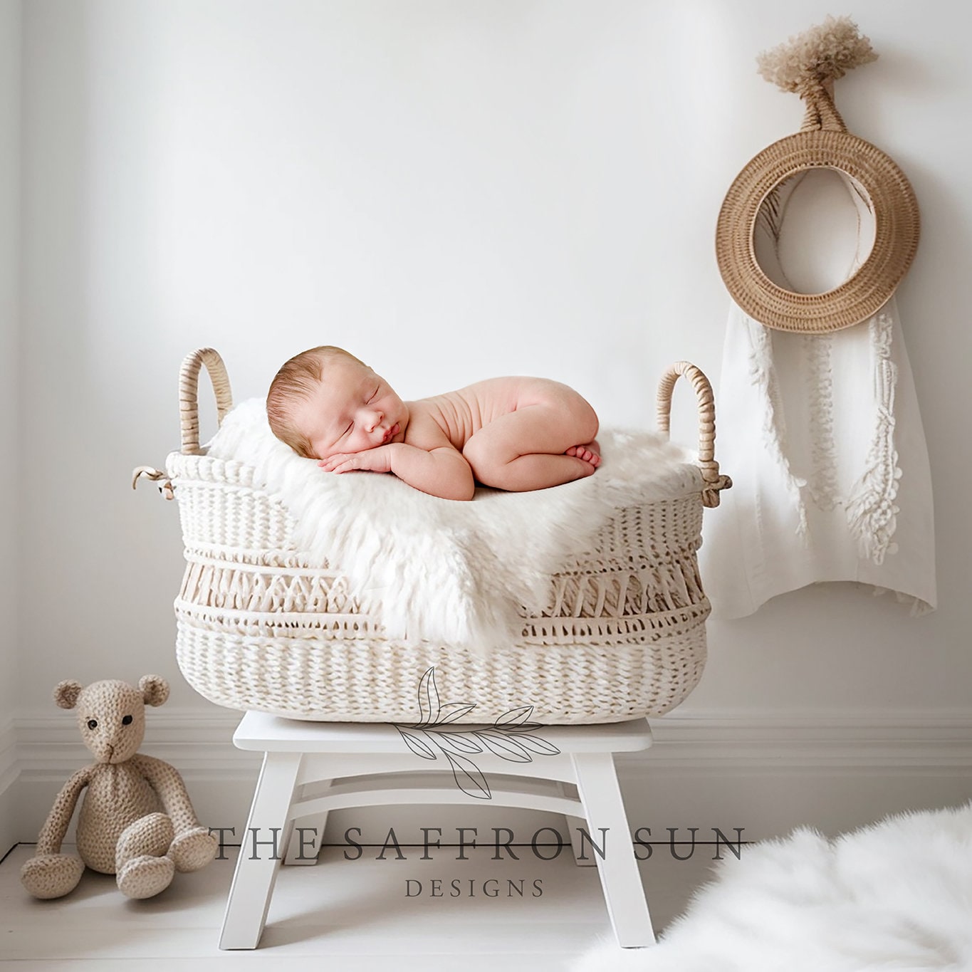 Newborn Digital Backdrop, Newborn Digital Background, White Crib, Boho ...