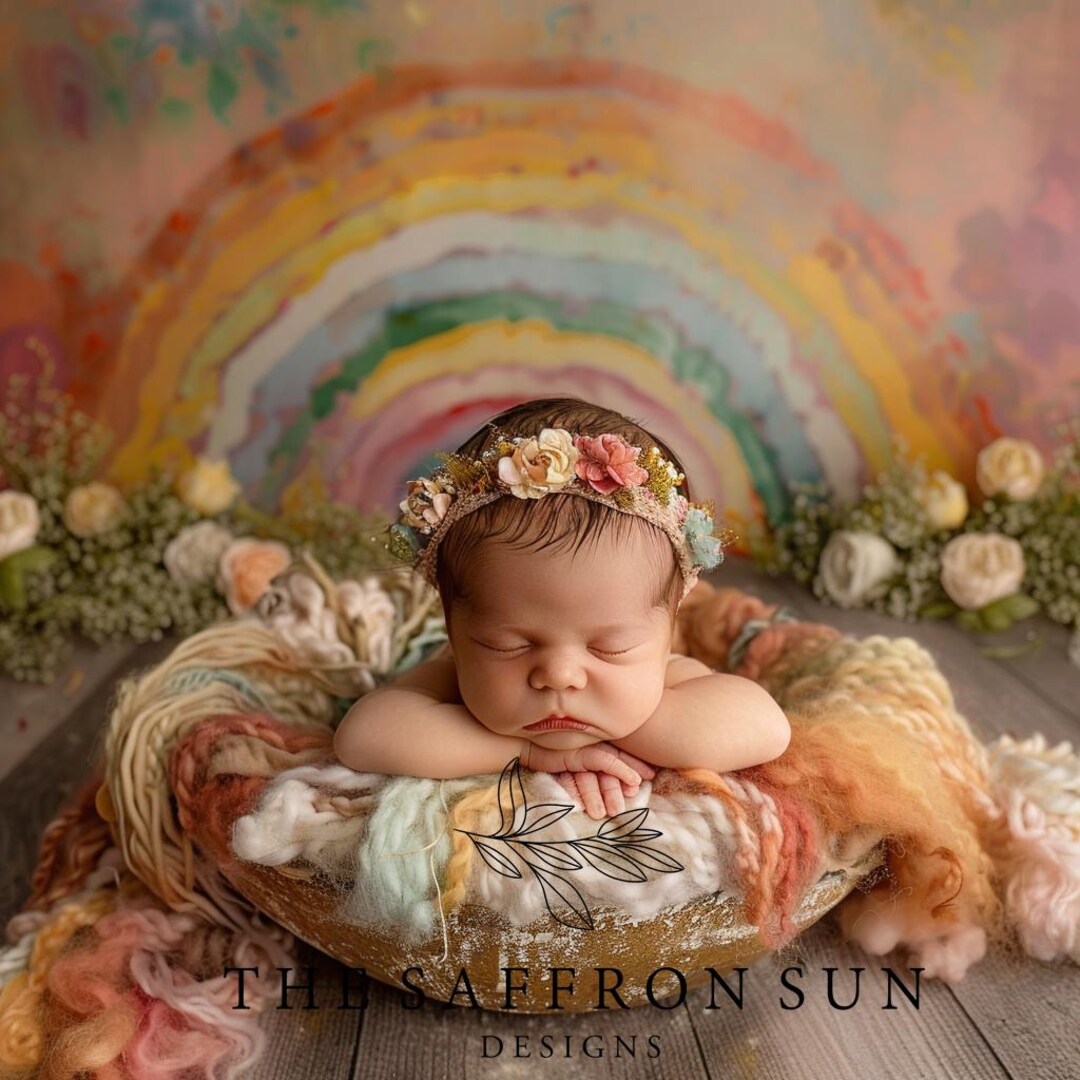 Newborn Digital Backdrop, Newborn Digital Background, Rainbow, Clouds ...