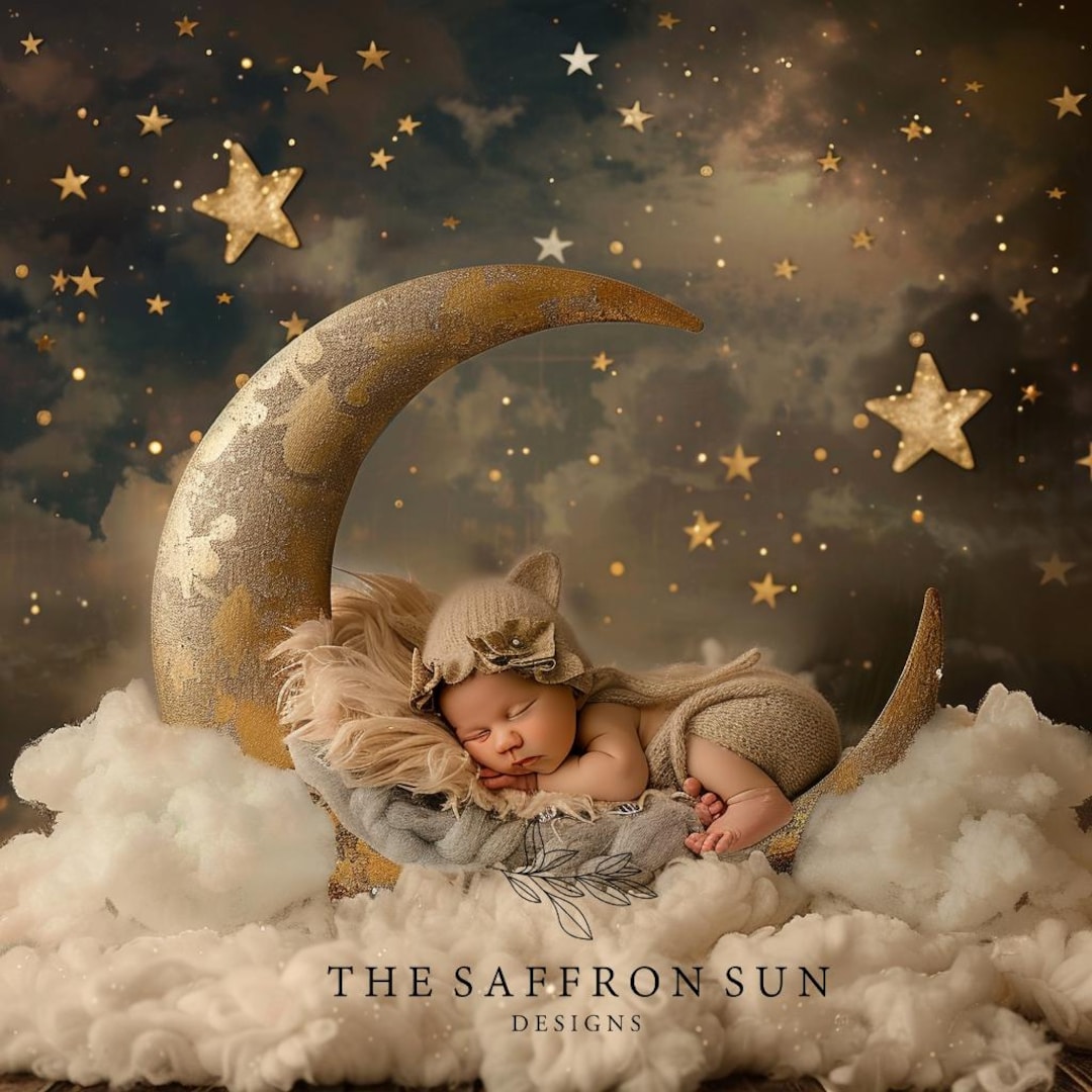 Newborn Digital Backdrop, Newborn Digital Background, Moon and Stars - Etsy