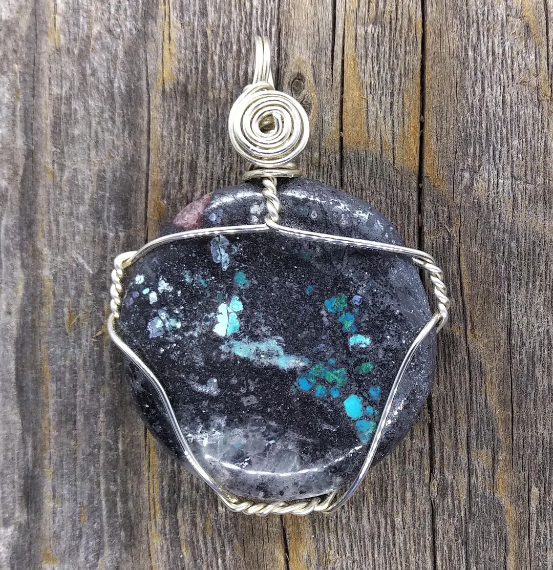 Sparkly Night Sky Copper Ore | Chrysocolla and Quartz | Sterling Silver ...