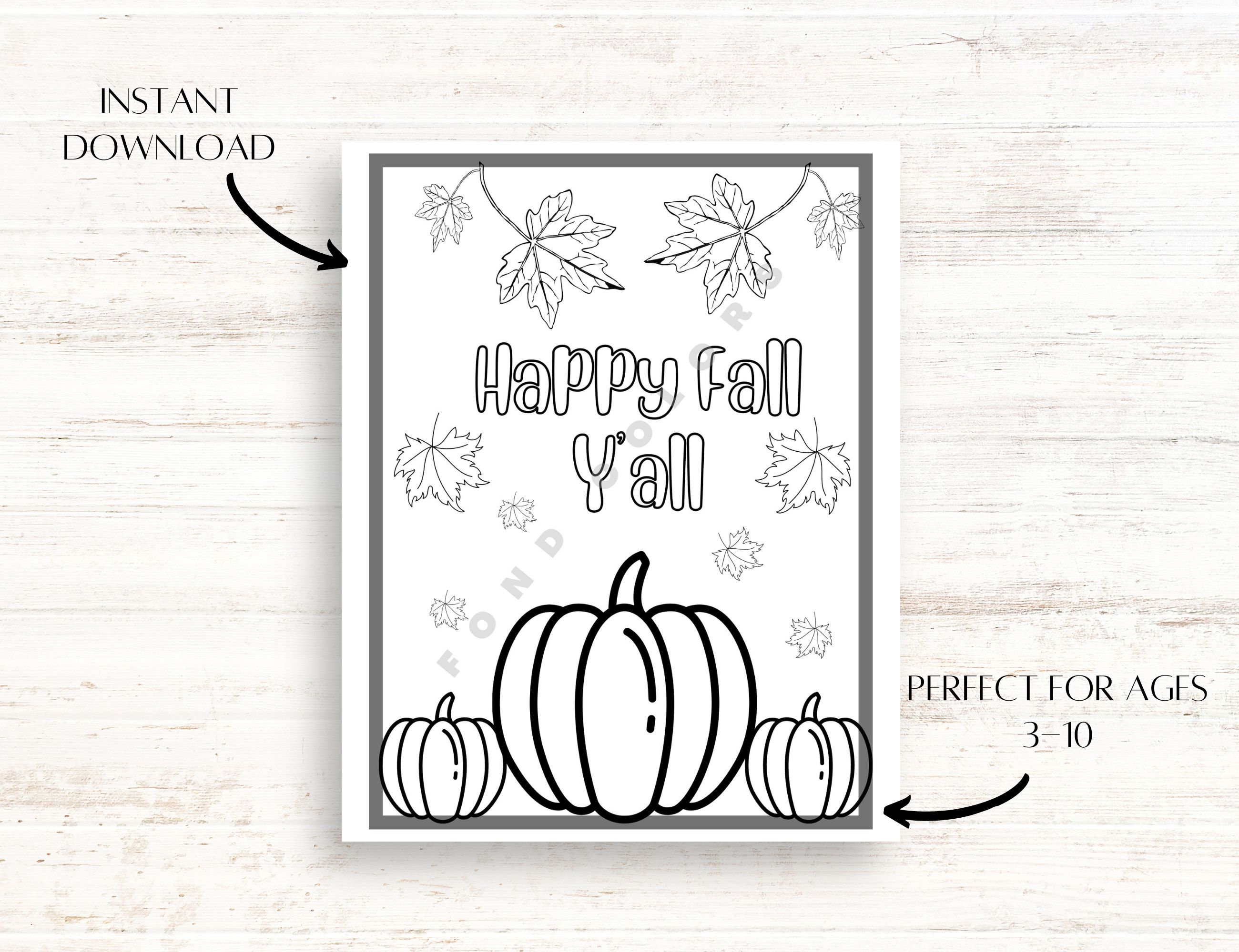 3 Piece - Printable Fall Coloring Sheet Download - Etsy