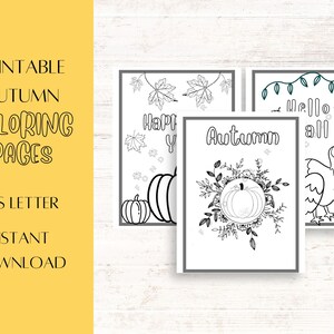 3 Piece - Printable Fall Coloring Sheet Download - Etsy