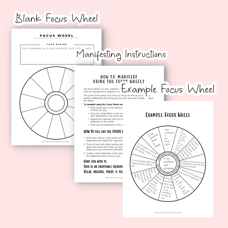 Manifest Law Of Attraction Workbook Abraham Hicks Focus Wheel Etsy