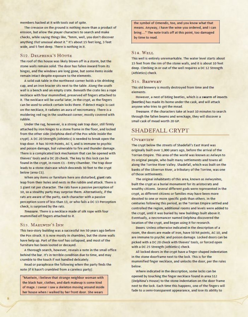 Shadefall Crypt D&D 5e Adventure for Levels 1-3 - Etsy