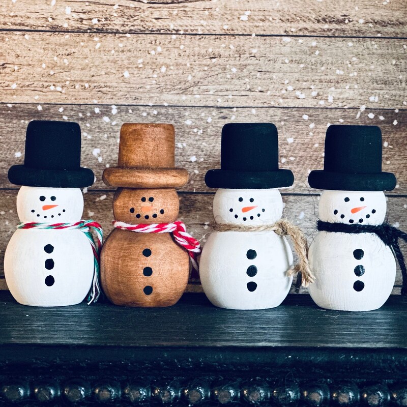 Wood Block Snowman - Etsy