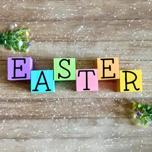 Easter Blocks Tiered Tray Decor Wood Easter Decor Stacking Blocks Shelf Sitter Easter Decor ...