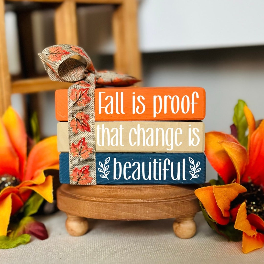 Fall Decorative Wood Book Stack Fall Decor Autumn Home Decor Fall ...