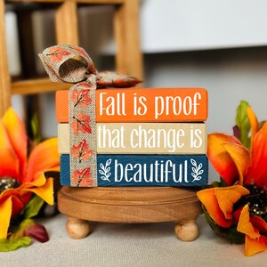 Fall Decorative Wood Book Stack Fall Decor Autumn Home Decor Fall ...