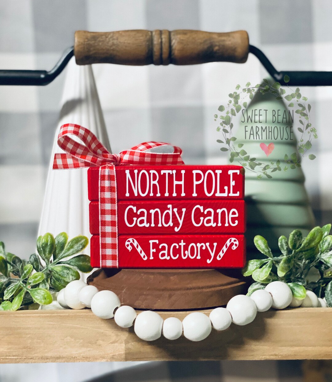 Christmas Book Stack Holiday Book Stack Christmas Home Decor Farmhouse ...