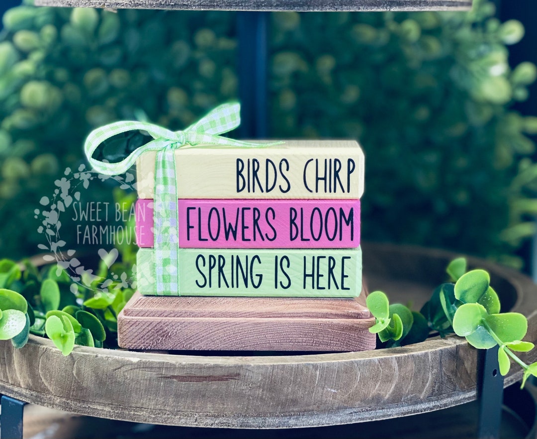 Spring Tiered Tray Decor Spring Mini Book Stack Spring Decor Spring ...