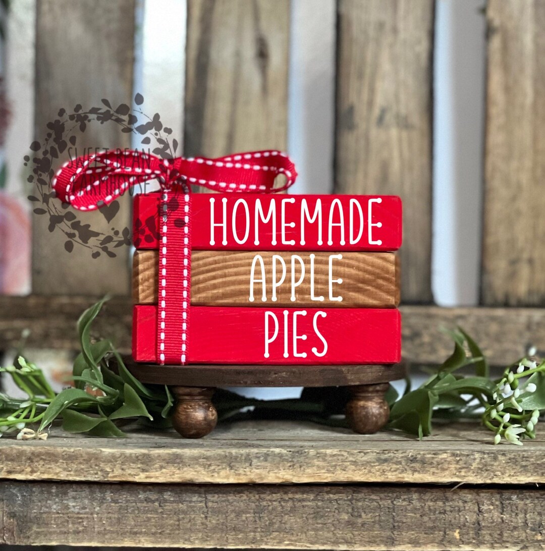 Apple Decor, Apple Pie Book Stack, Fall Book Stack, Farmhouse Decor ...