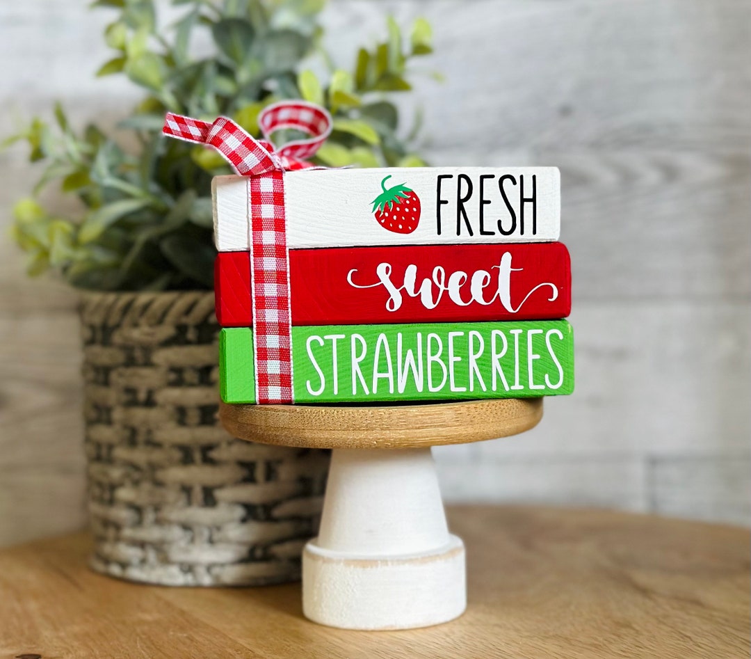 Strawberry Decor Strawberry Mini Book Stack Strawberry Tiered Tray ...