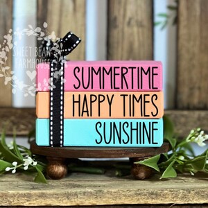 Summer Bookstacks Summer Mini Wood Book Stack Mini Summer Wooden Books ...