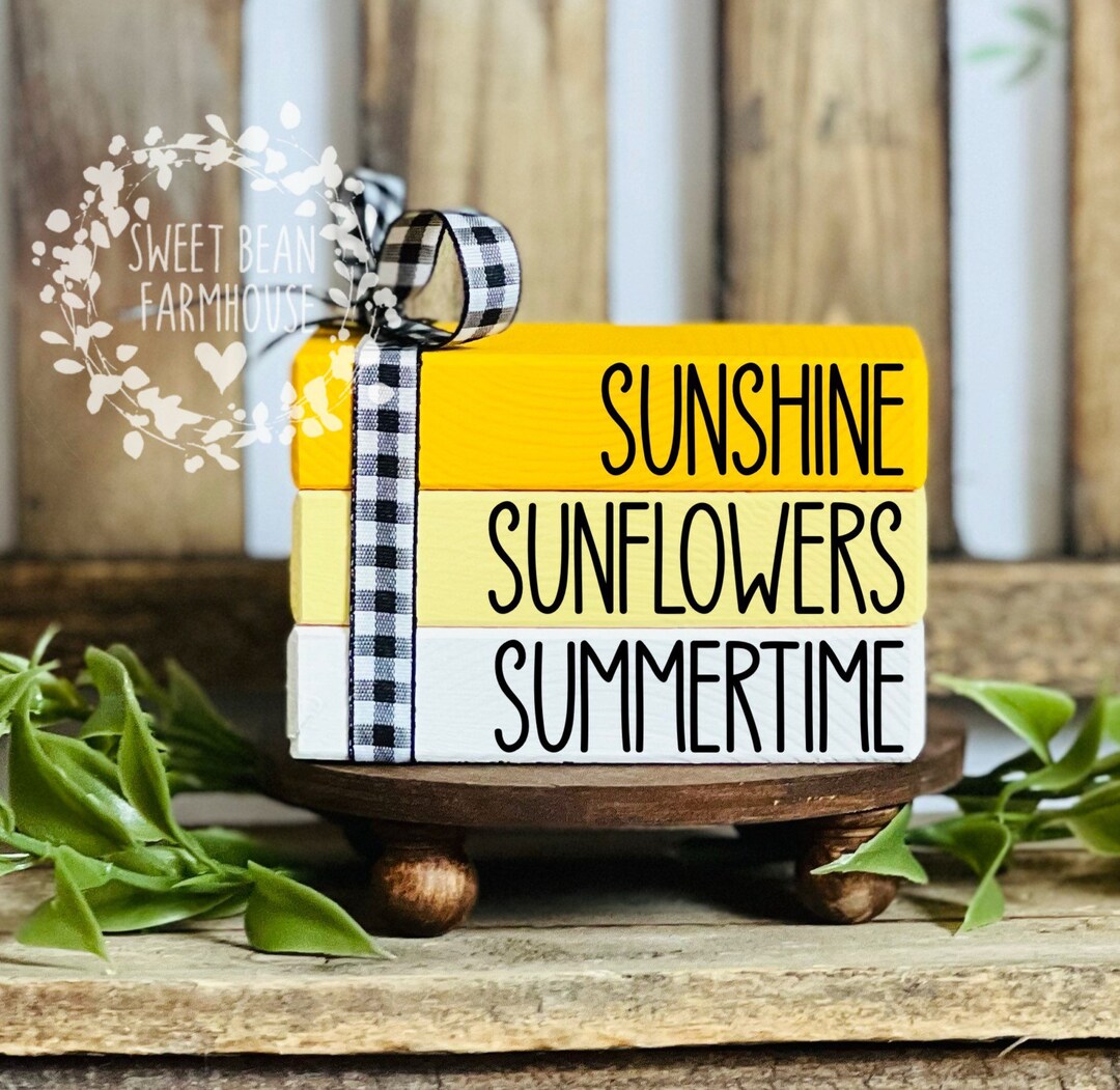 Sunflowers Tiered Tray Decor Summer Decor Sunshine Sunflowers Bookstack ...