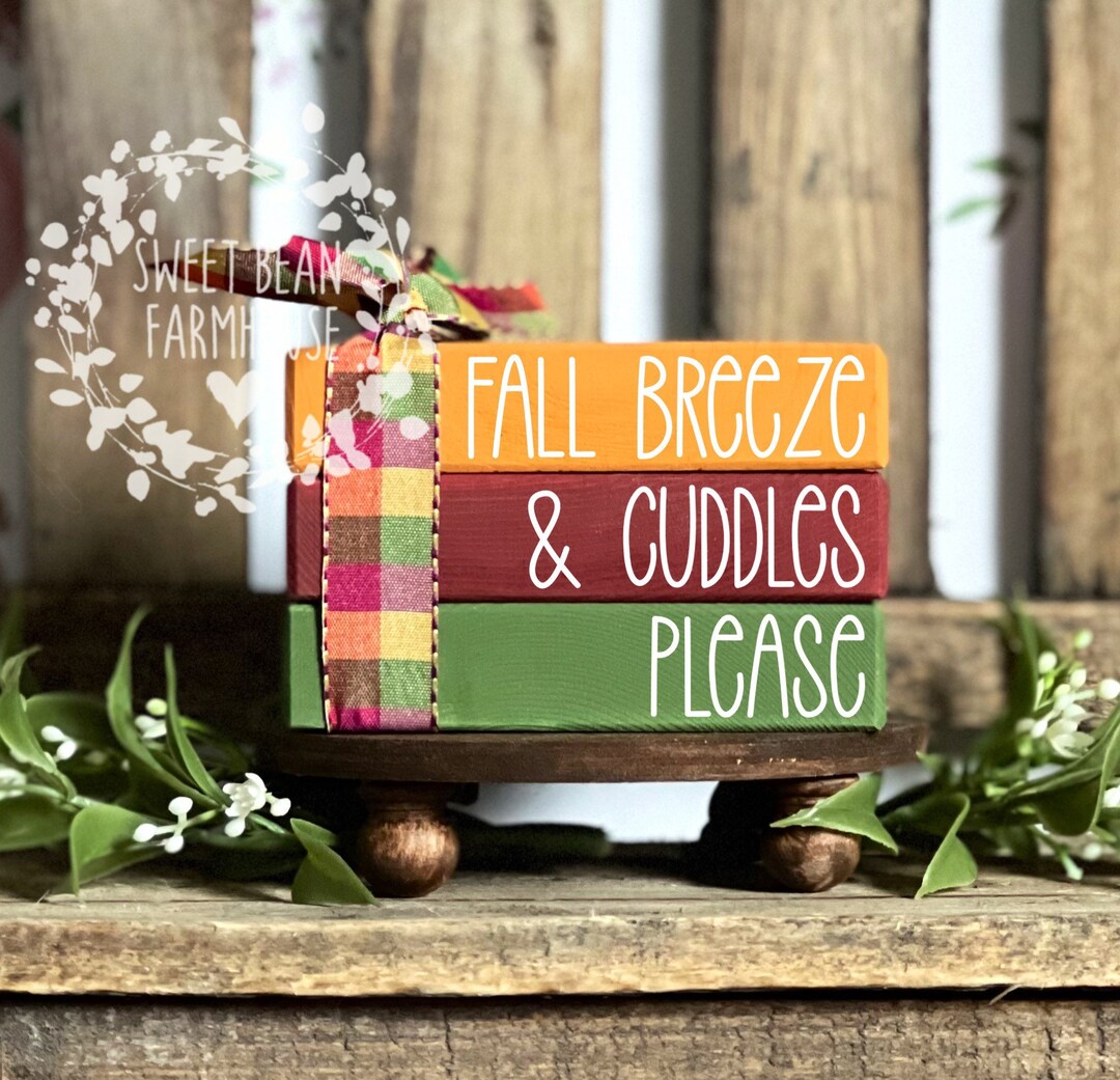 Fall Decor Wooden Fall Tiered Tray Decor Farmhouse Decorative Wood Book ...