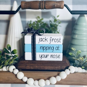 Winter Tiered Tray Decor Winter Wooden Books White Christmas Decor Snow ...