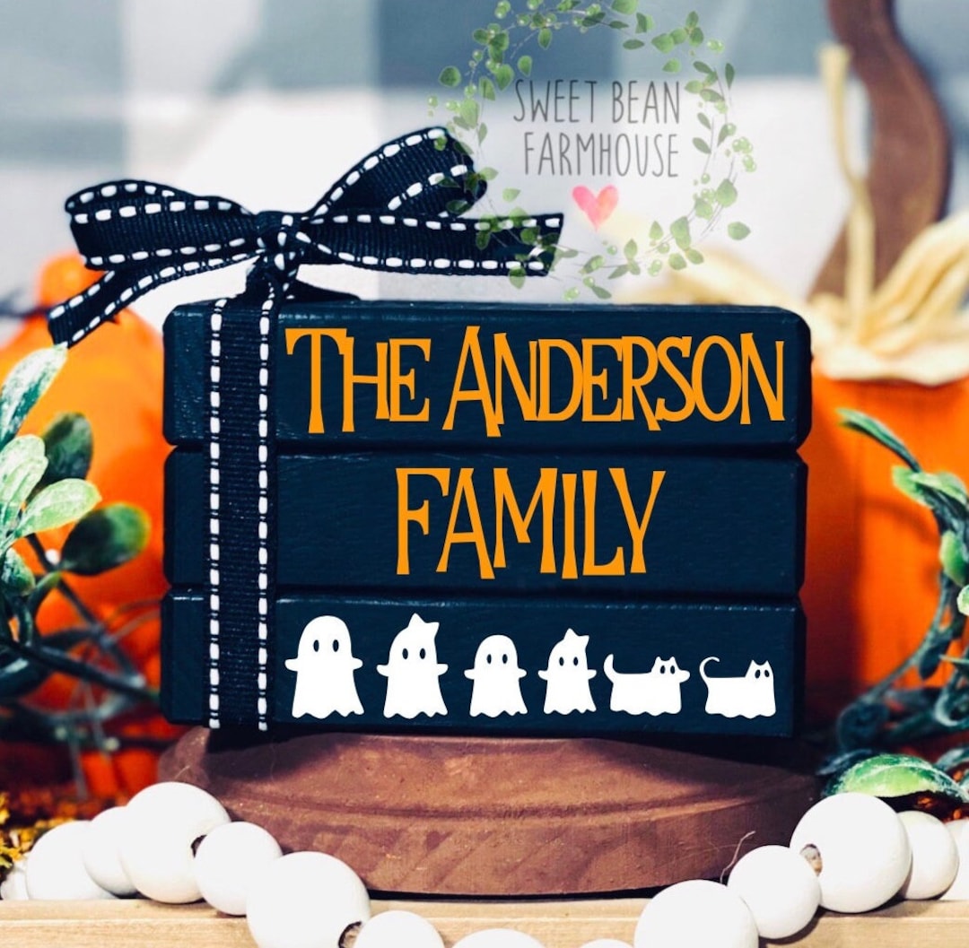 Personalized Halloween Book Stack Custom Halloween Sign Family - Etsy