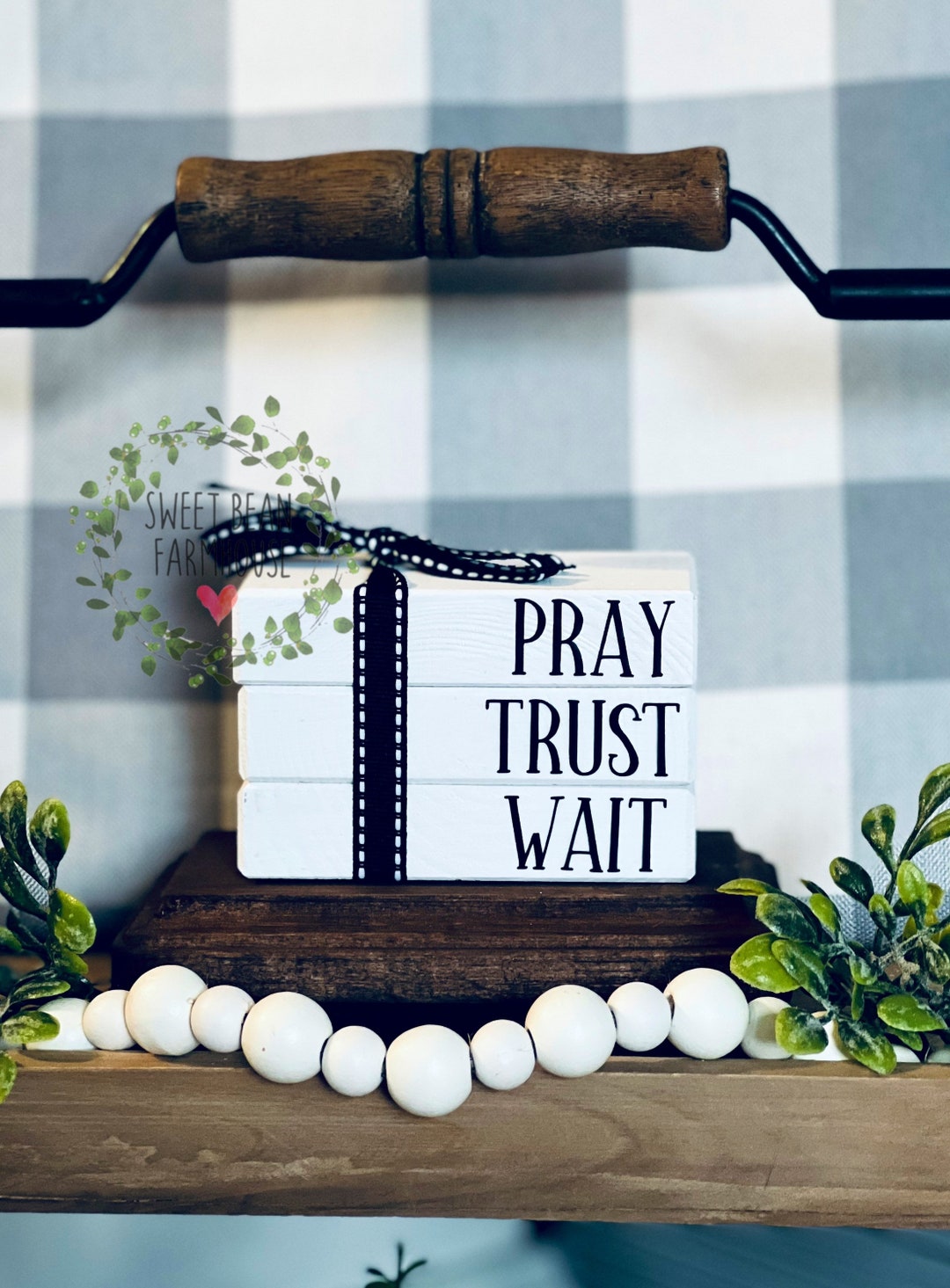 Rustic Farmhouse-style Books Set Bible Verse Blocks Sign Christian Gift ...