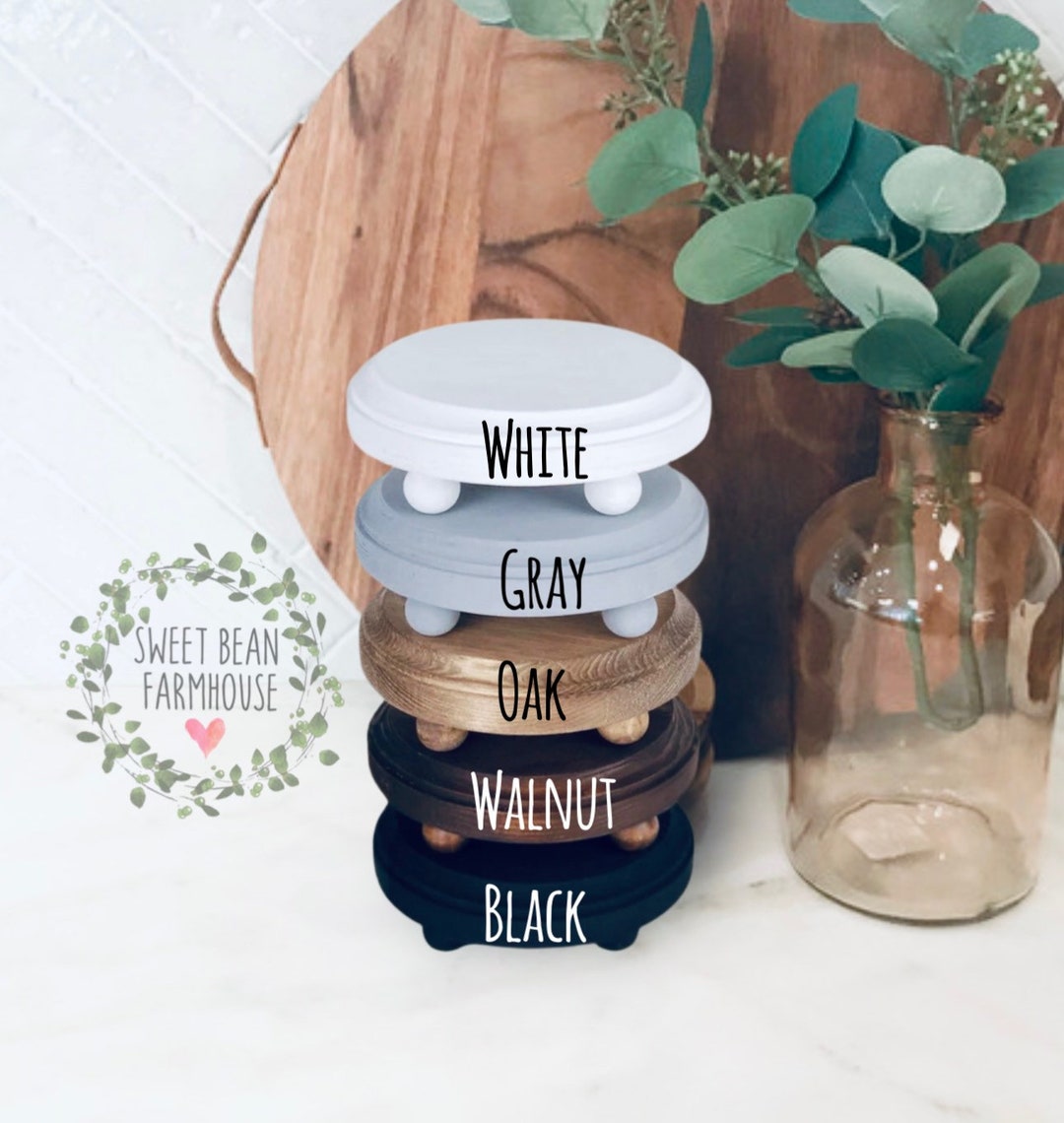 Mini Round Wood Stand Tiered Tray Riser Wooden Rustic Farmhouse Mug ...
