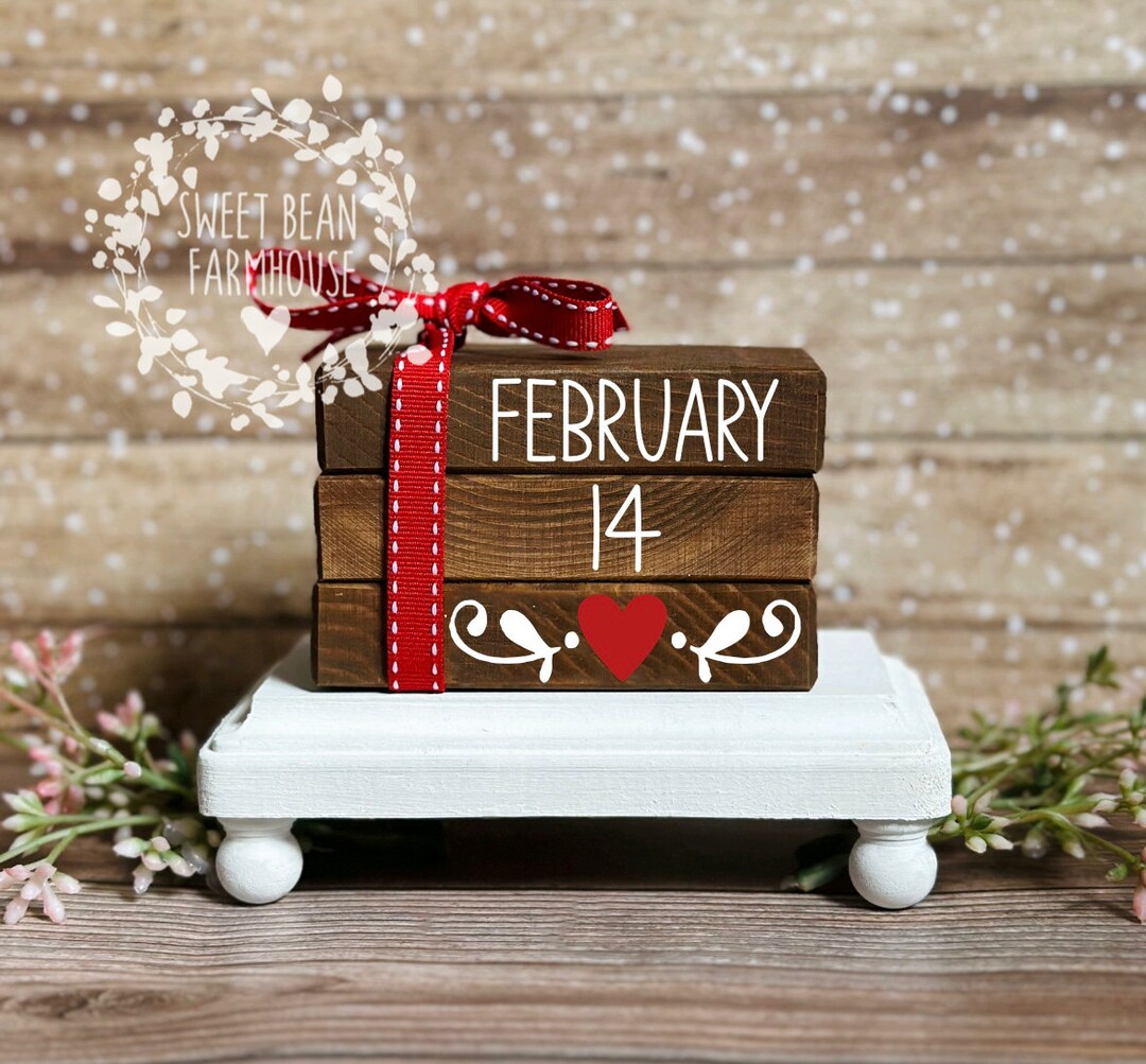 Rustic February 14 Valentines Day Decorative Books Farmhouse Holidays ...