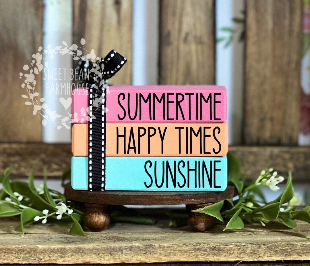 Summer Bookstack Summer Tiered Tray Summer Tier Tray Decor Beach Tiered ...