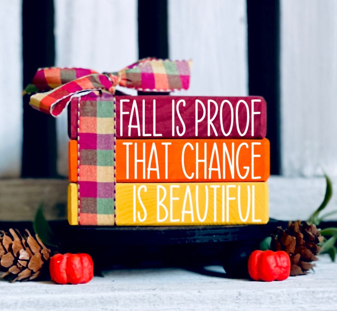Fall Decorative Wood Book Stack Fall Decor Autumn Home Decor Fall ...