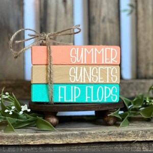 Summer Bookstacks Summer Mini Wood Book Stack Mini Summer Wooden Books ...