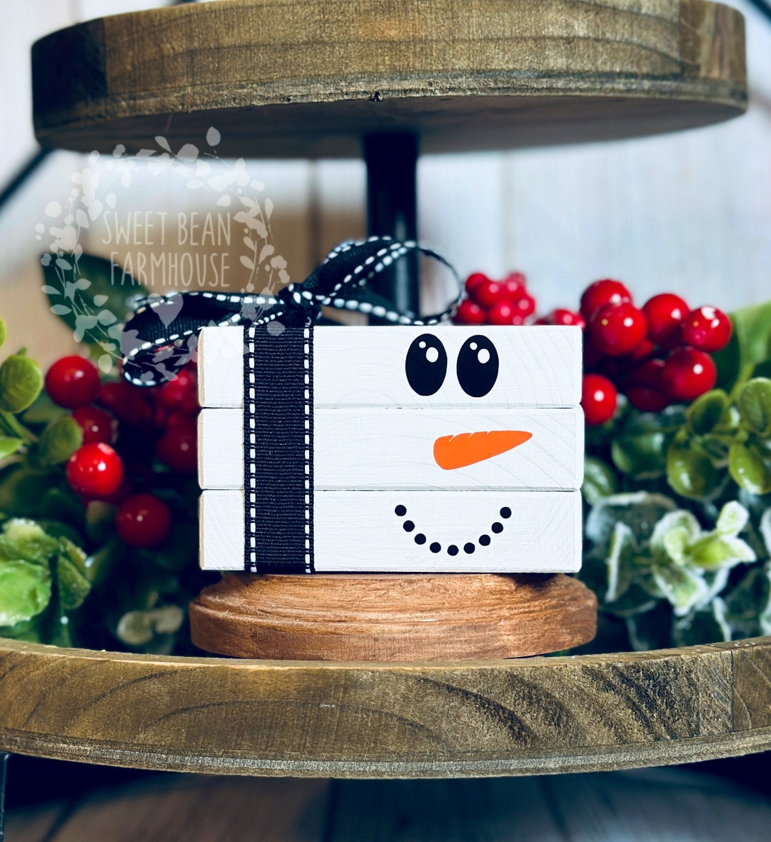 Snowman Decor Snowman Tiered Tray Decor Winter Snowman Book Stack ...
